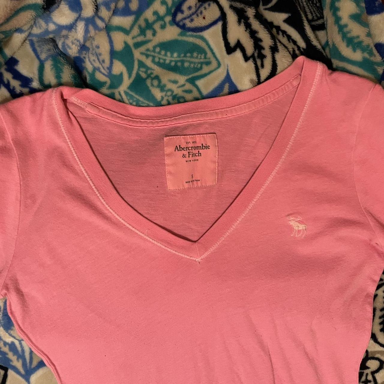 Pink Abercrombie & Fitch long sleeve with white... - Depop