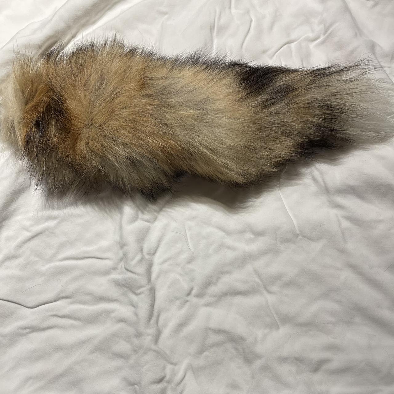 small fox tail!! grommet had ripped out — leather is... - Depop