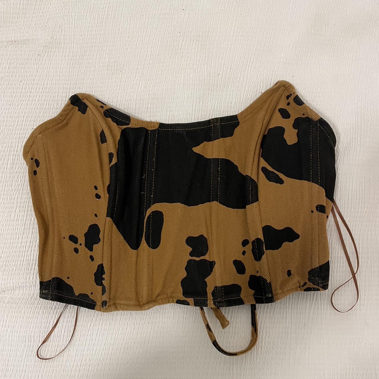 cow print corset crop top! #corset #cowprint #croptop - Depop