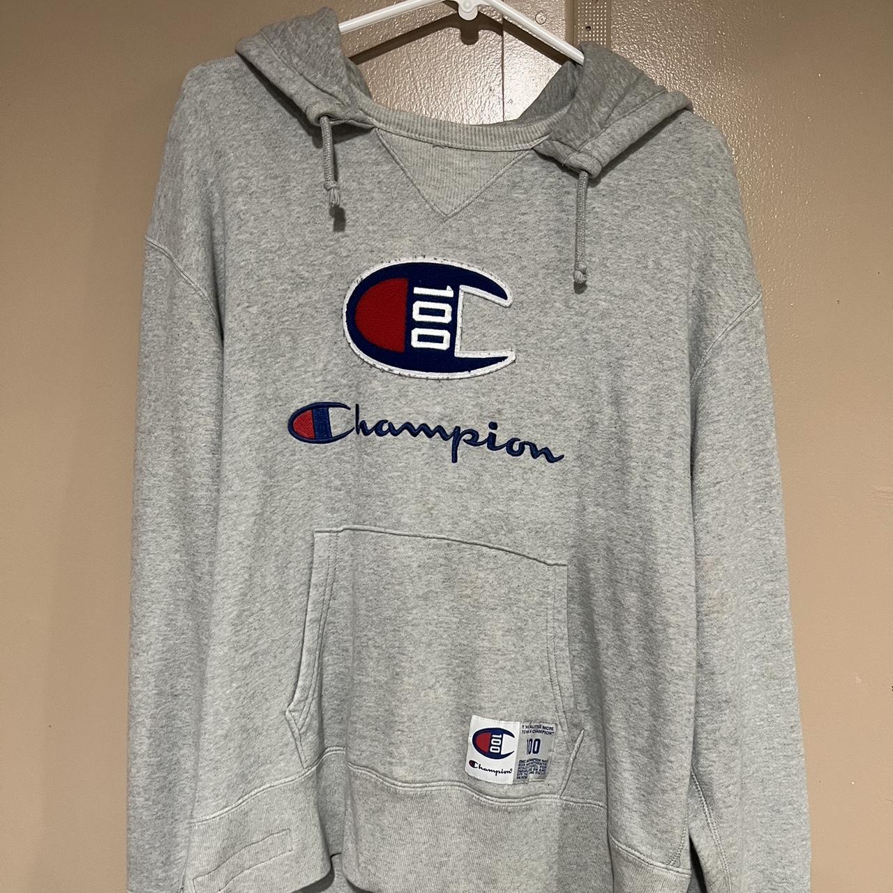 Vintage Authentic Champion Sweater Hooodie Size... - Depop