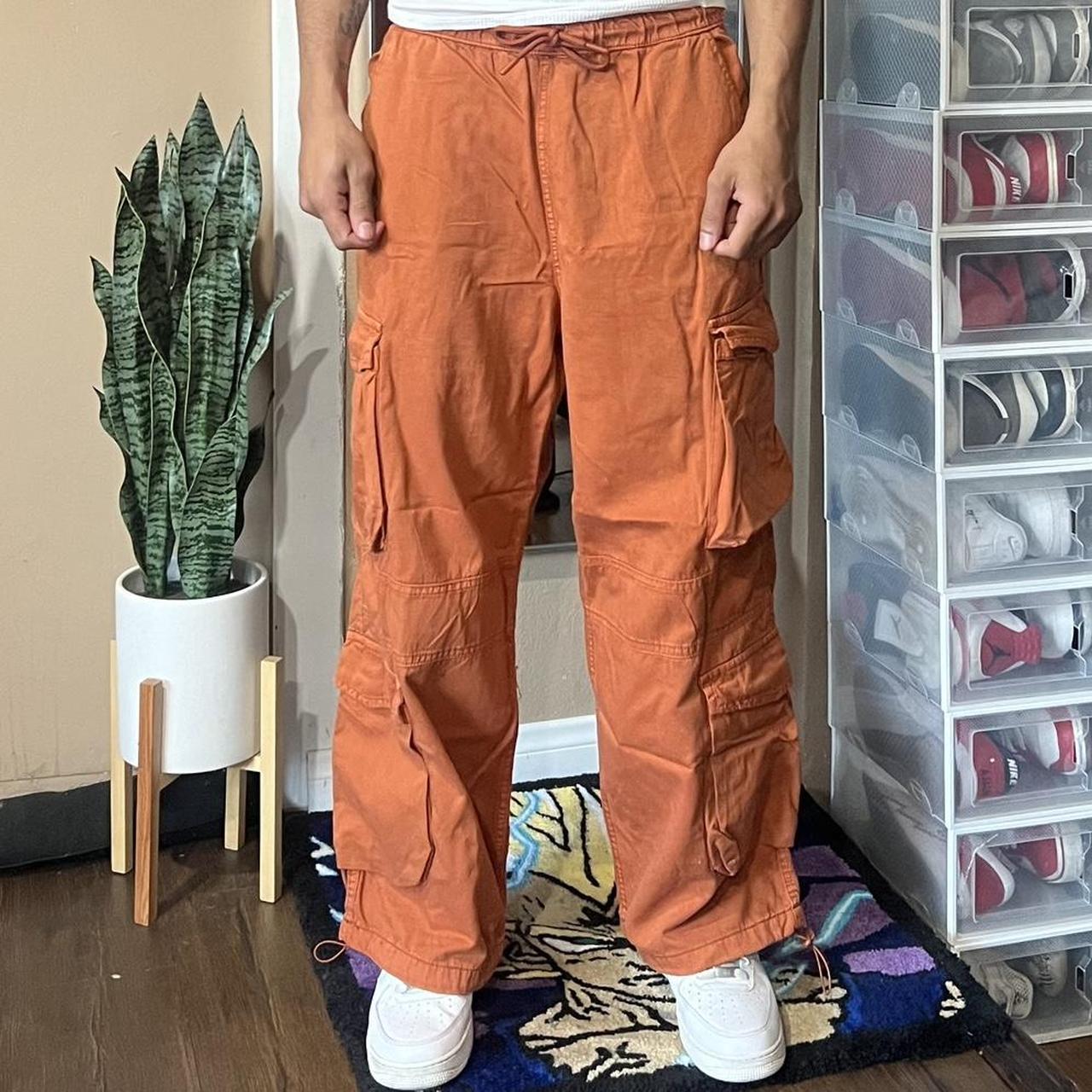 - BoohooMAN Oversized Orange Cargos - Condition... - Depop