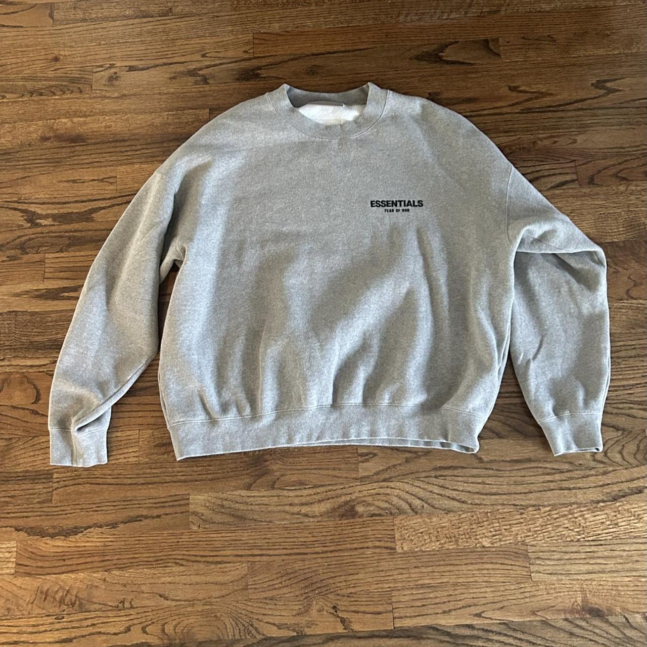grey Essentials Fear of God crewneck XL worn only a... - Depop