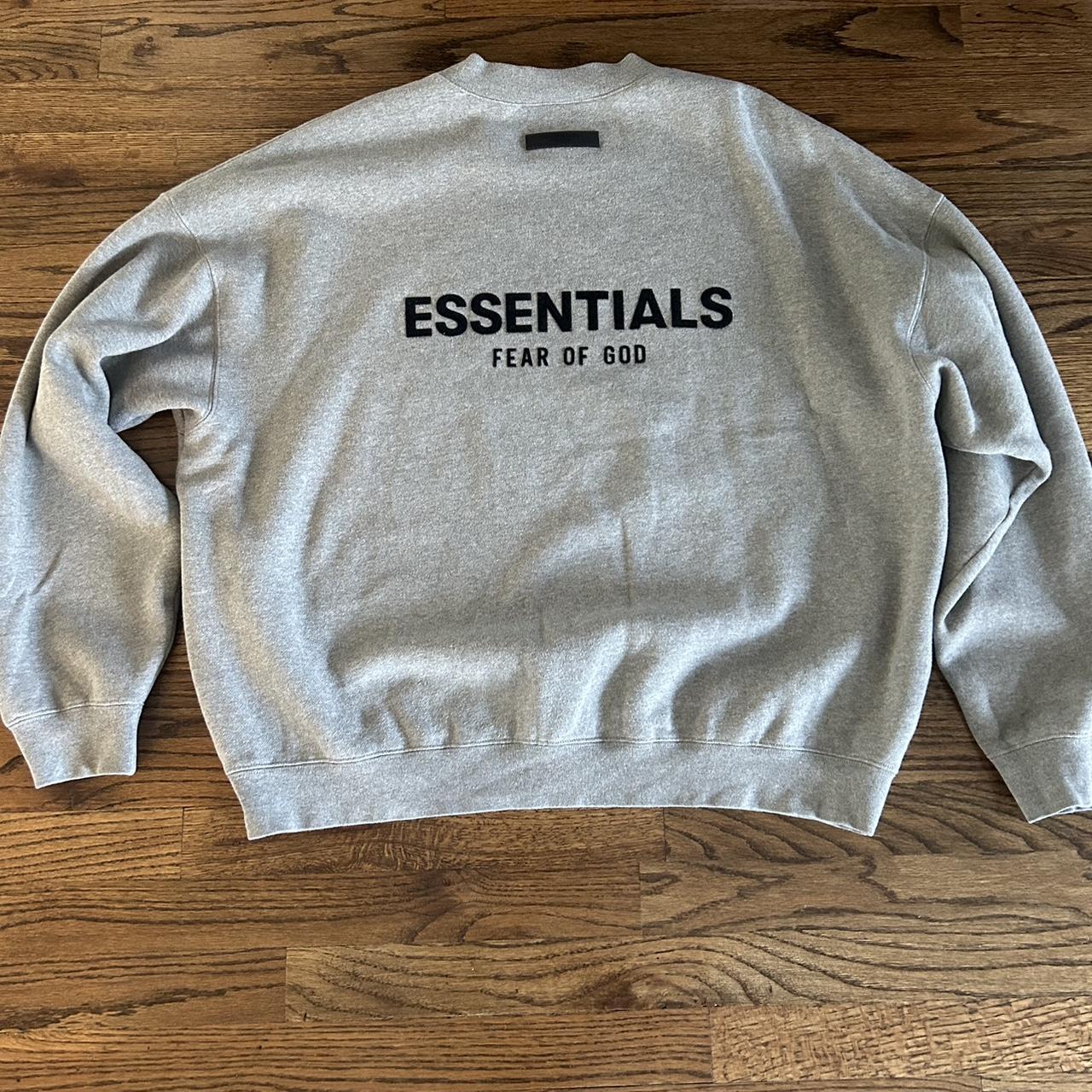 grey Essentials Fear of God crewneck XL worn only a... - Depop