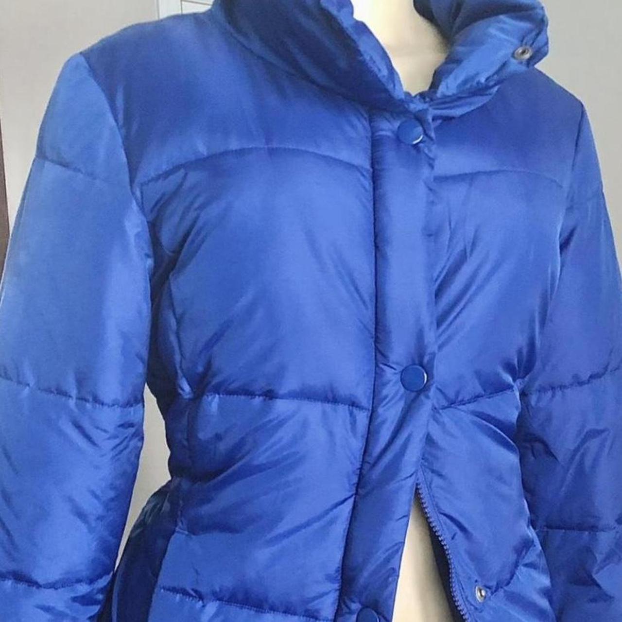 Bright Electric Blue Luxury Puffer Sweater Jacket... - Depop