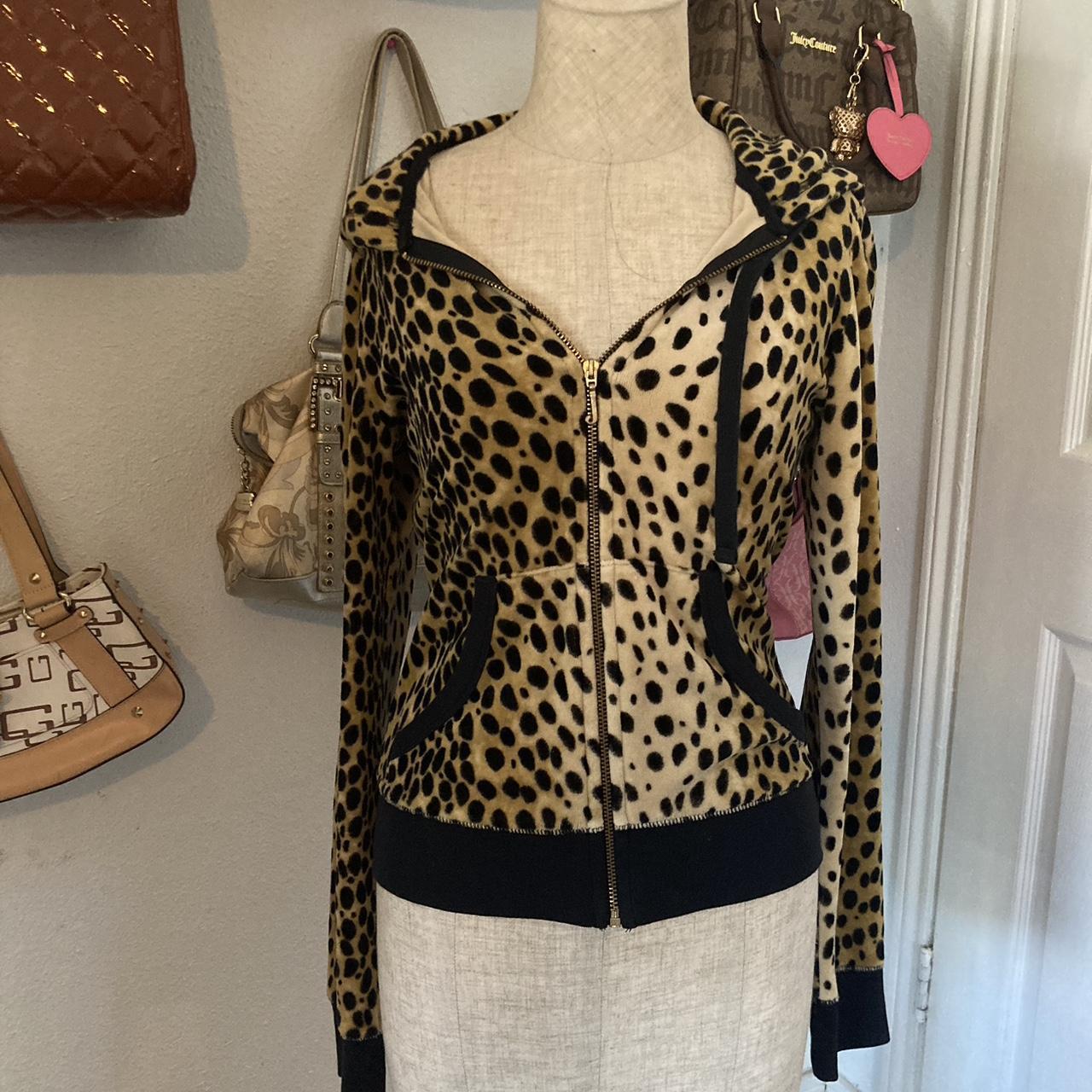 Juicy couture cheetah print zip up 🤎size small - Depop
