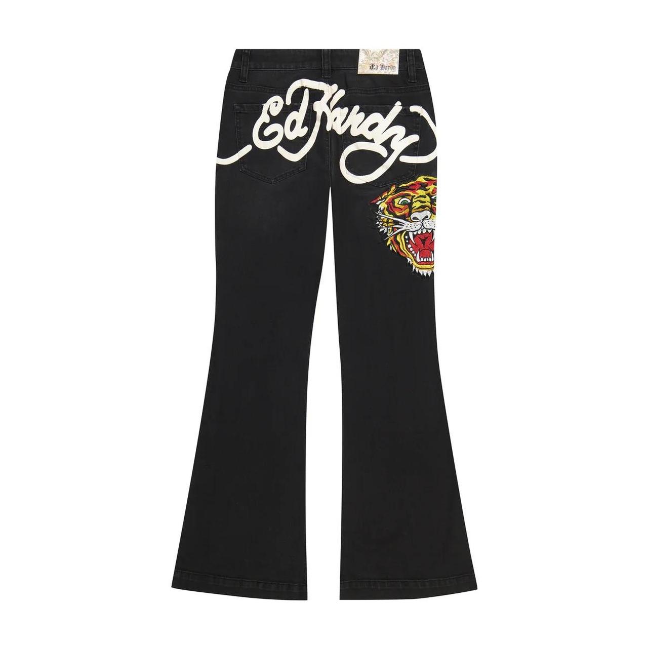 EDHARDY TIGER HEAD SLIM FLARE JEANS OG... - Depop
