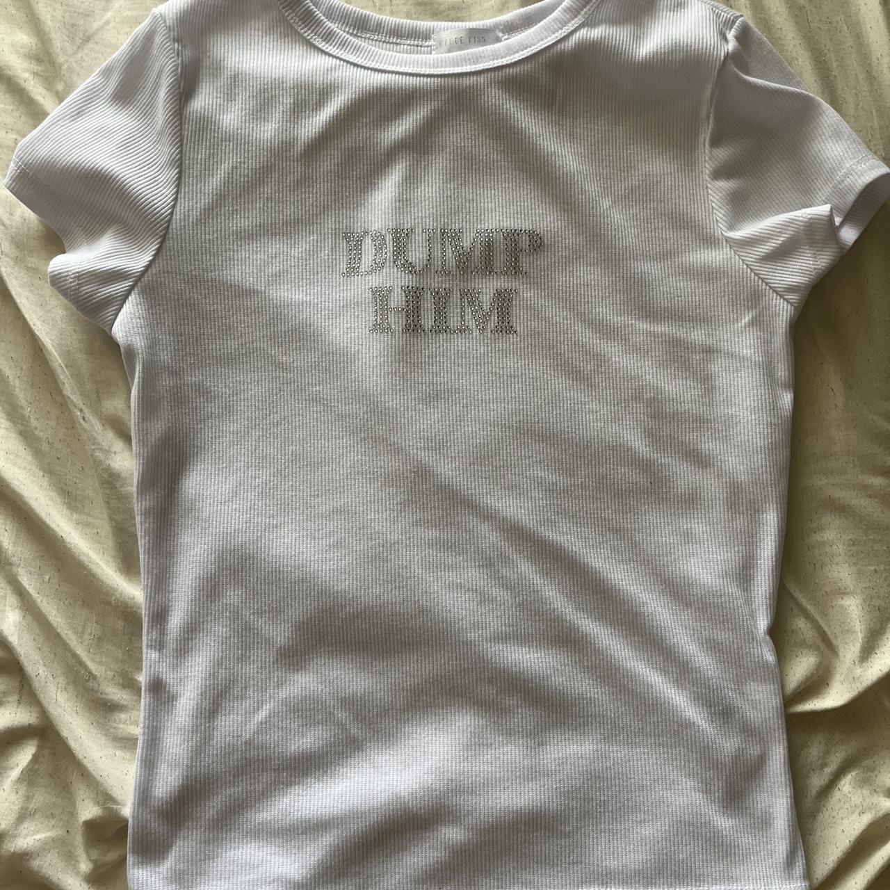 y2k dump him ribbed tee, fits smaller than large - Depop