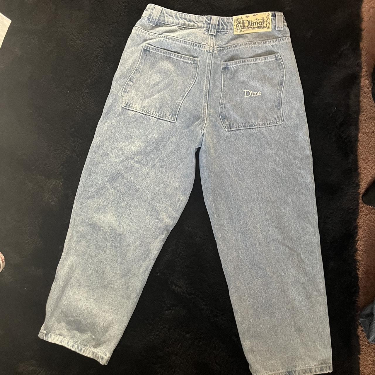 dime pants light blue wash really baggy fit (like... - Depop