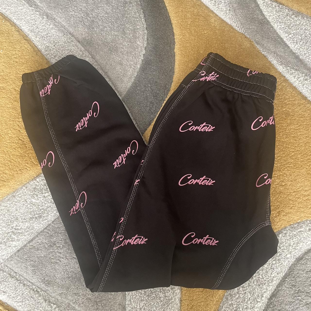 Corteiz Script Joggers (Black & Pink) Size... - Depop