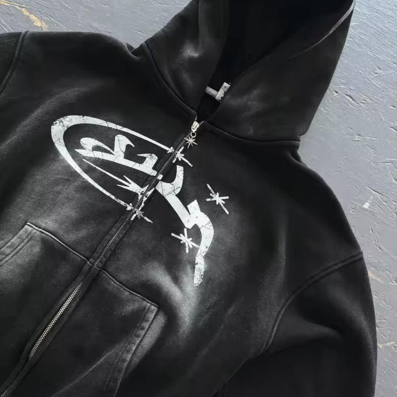 Black & white Upside Down zip up hoodie #grunge... | Depop