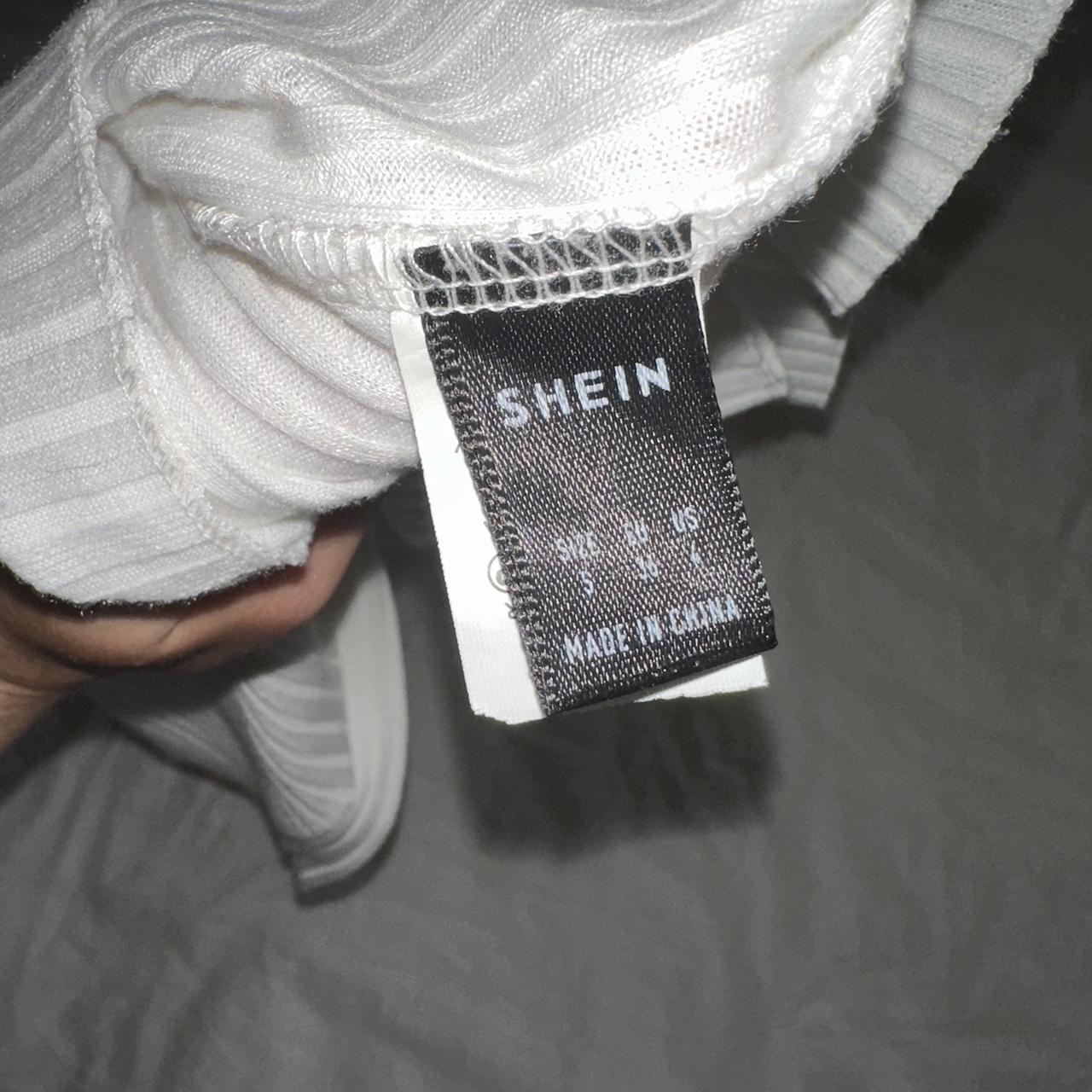 Shein White Button Up Ribbed Crop Tee Size Small In Depop