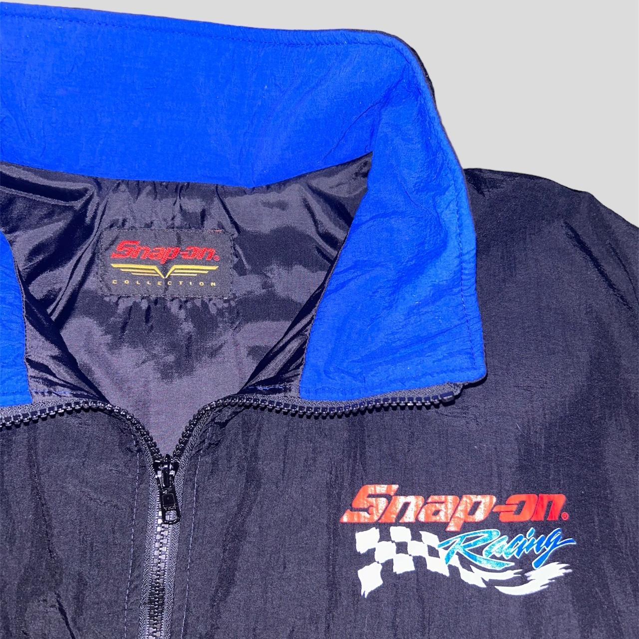 Snap on racing jacket Windbreaker style material... - Depop