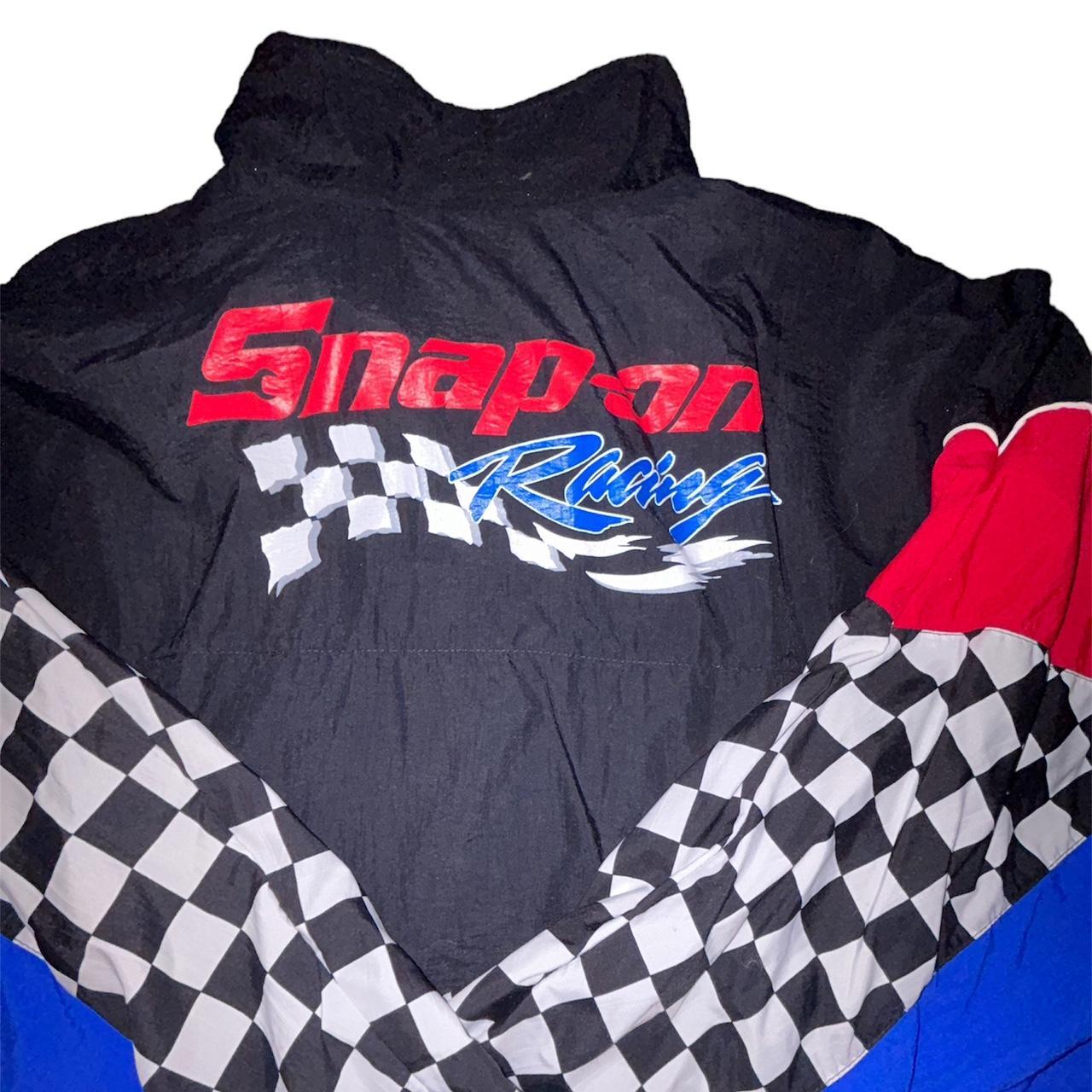 Snap on racing jacket Windbreaker style material... - Depop