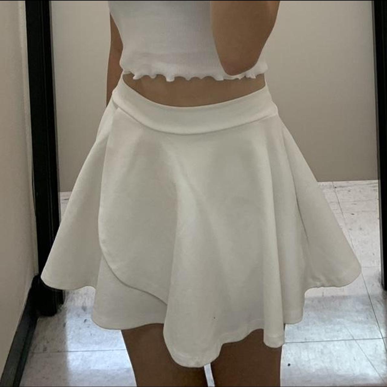 Size S/M white flowy skirt with shorts... - Depop