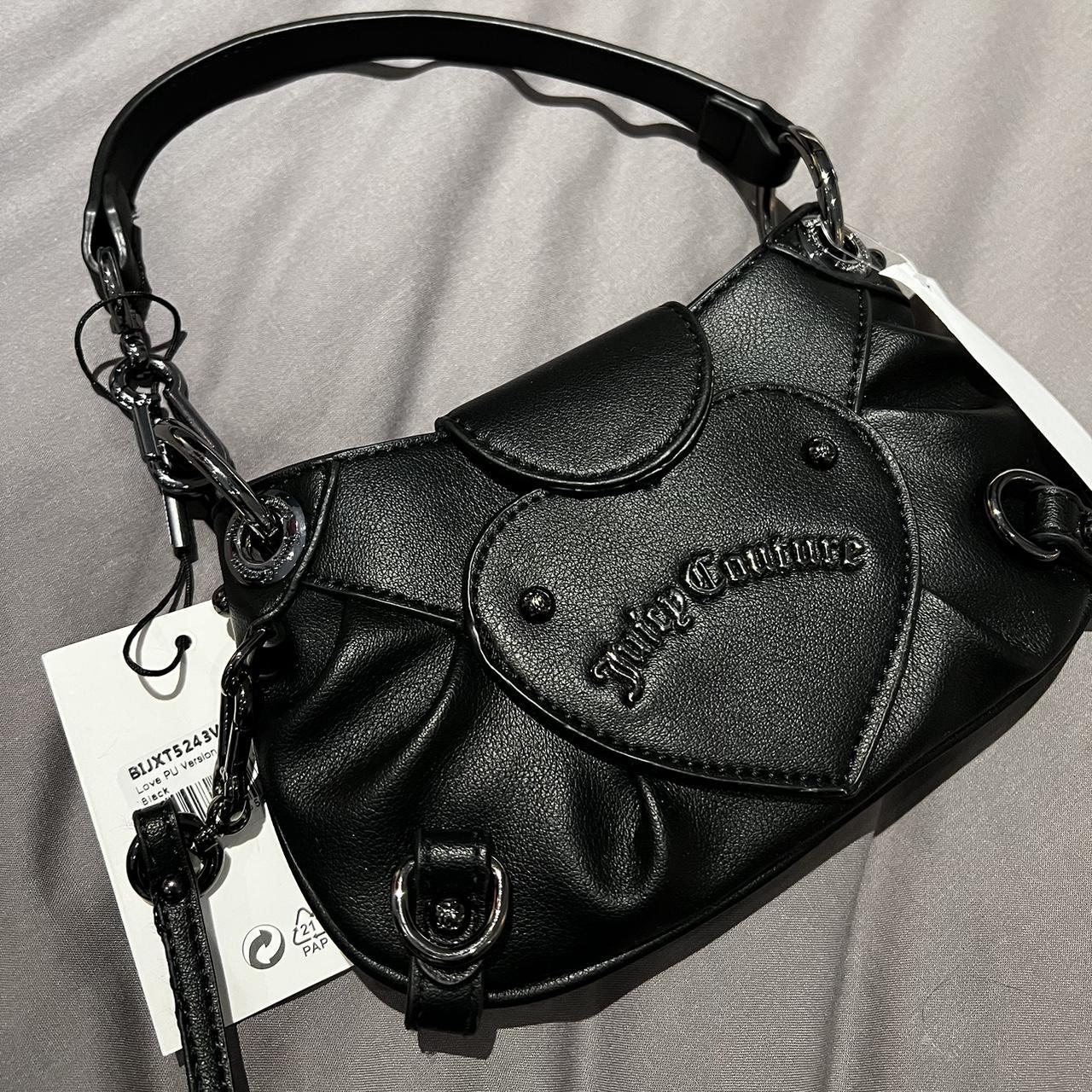 Juicy couture black leather heart baguette bag Fits... - Depop