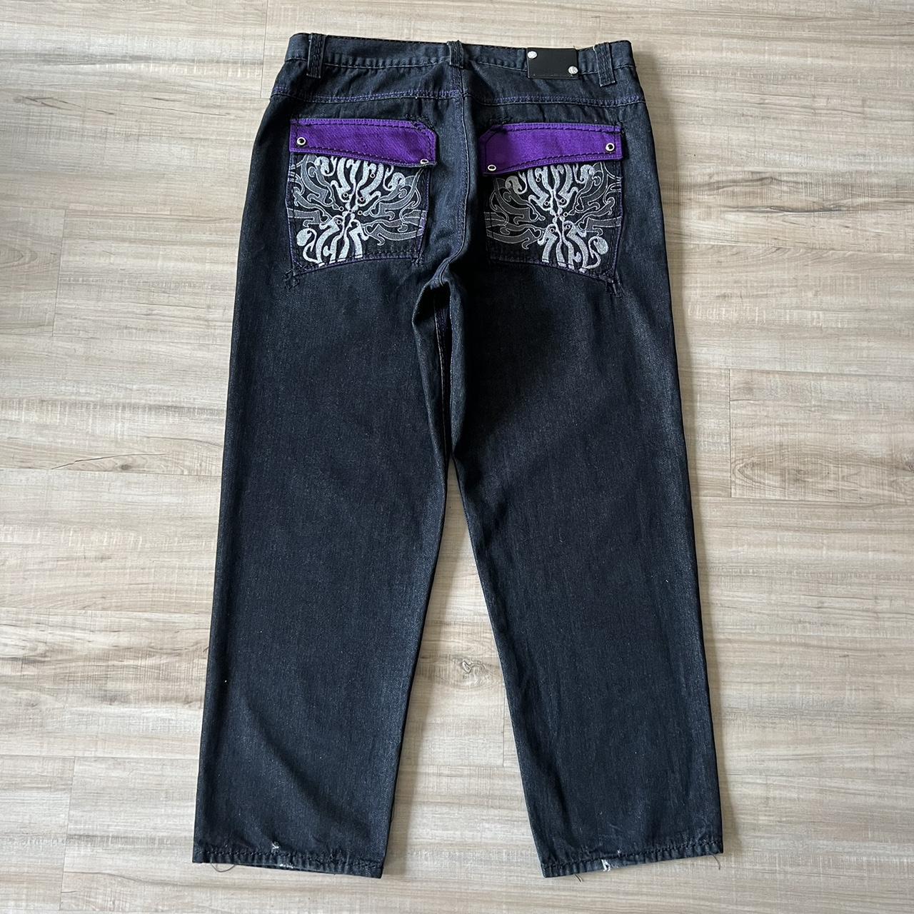 Men's Black and Purple Jeans | Depop