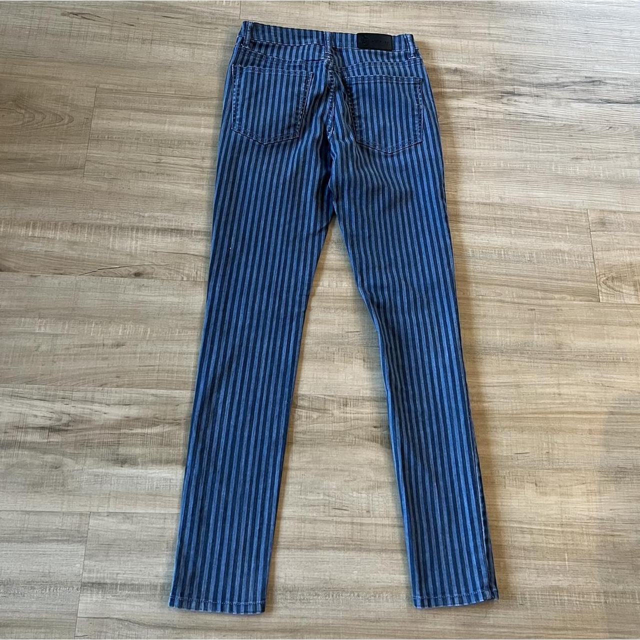 punk pin striped skinny jeans 28 waist x 30 inseam... - Depop