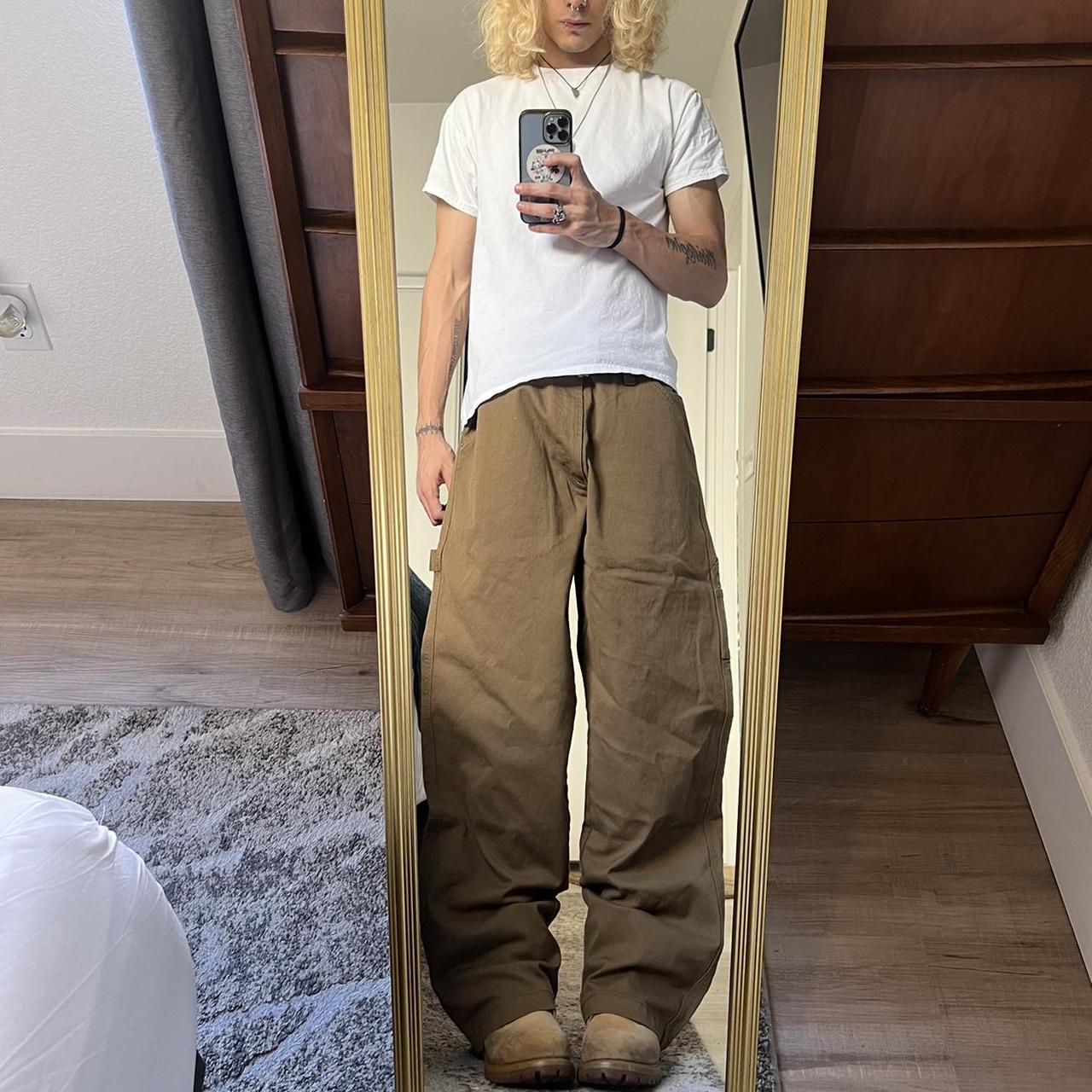 y2k grunge baggy brown carpenter loop skater... - Depop