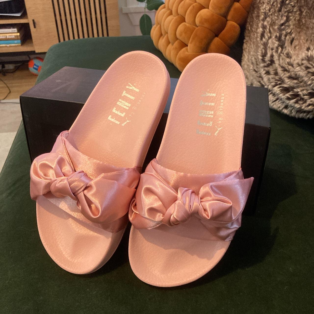 Puma Women's Pink Slides | Depop
