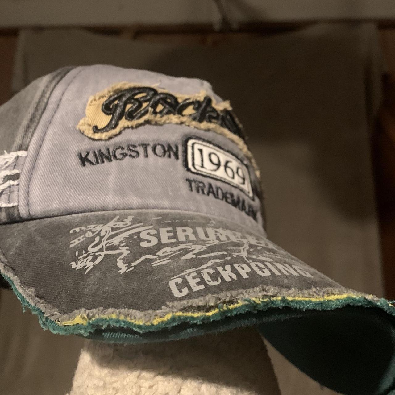 grey distressed style Jamaica 1969 hat with green... - Depop