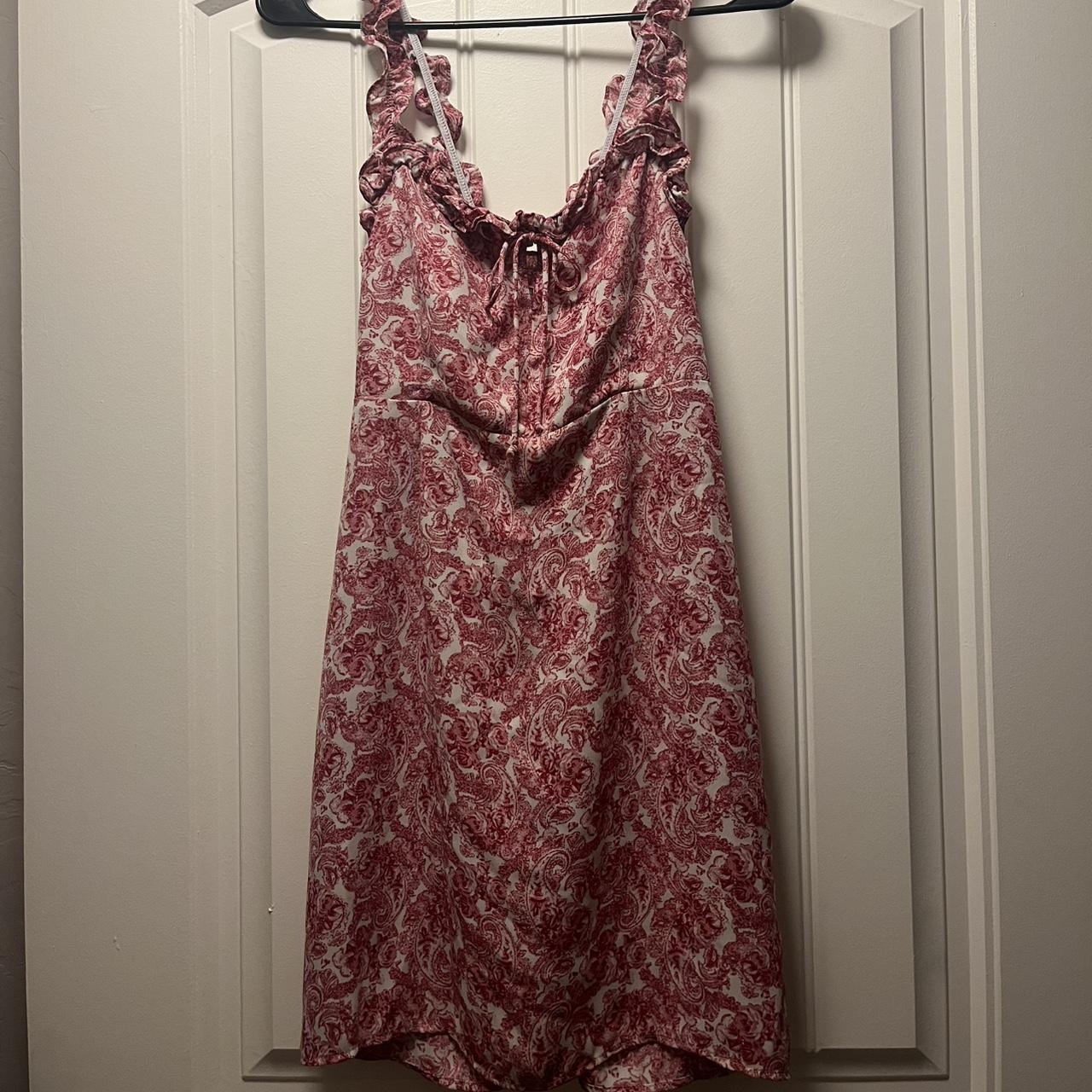 Pink floral sundress with ruffles Color: Pink and... | Depop