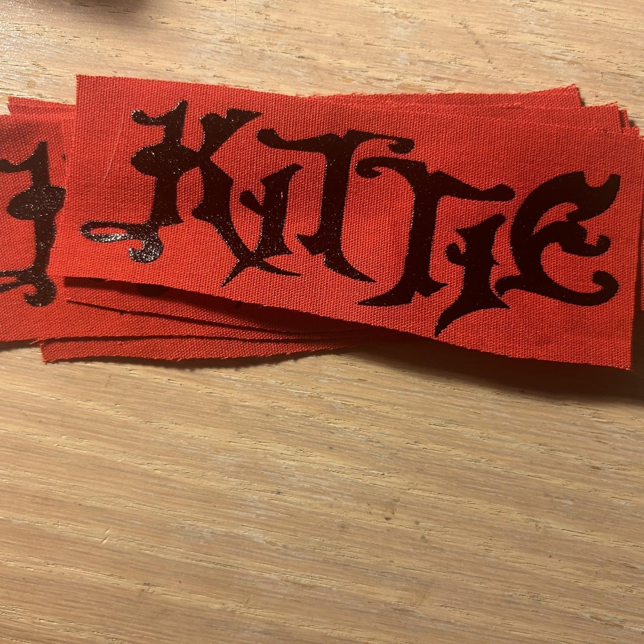Red and black screen printed Kittie patch #metal... - Depop