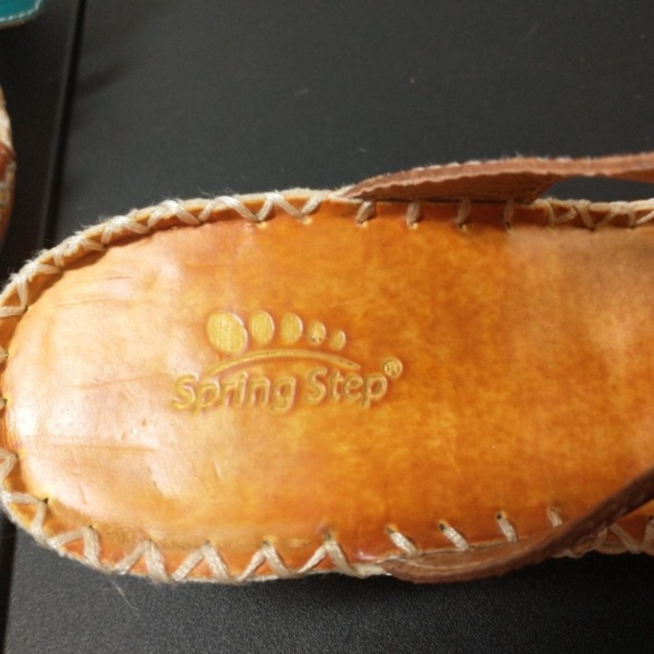 Spring Step Women's Blue and Tan Sandals | Depop