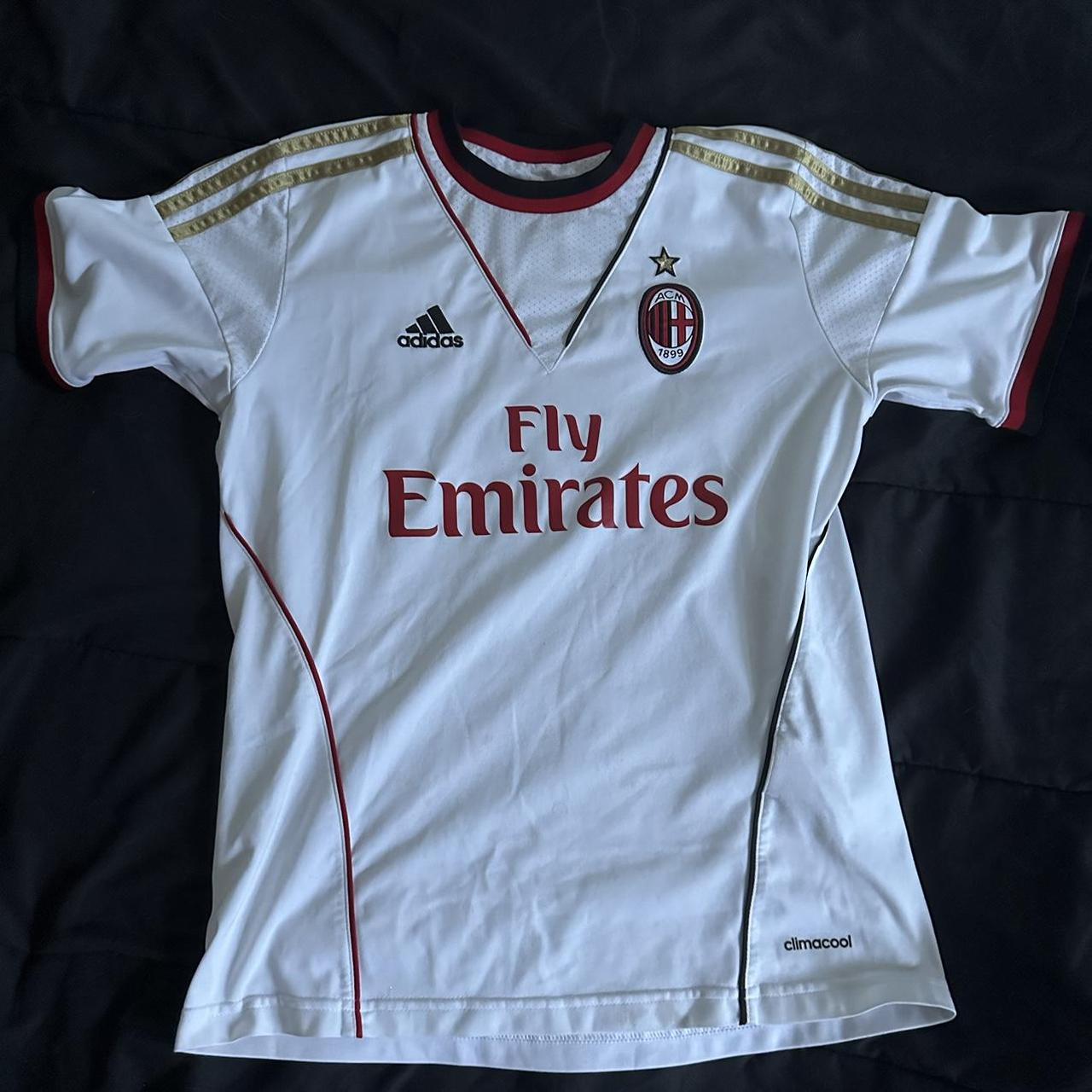 Fly emirates soccer jersey Red and white with gold... - Depop