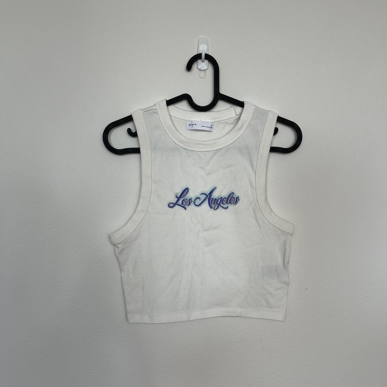 Supre halter graphic tank top in cream ~ Size... - Depop