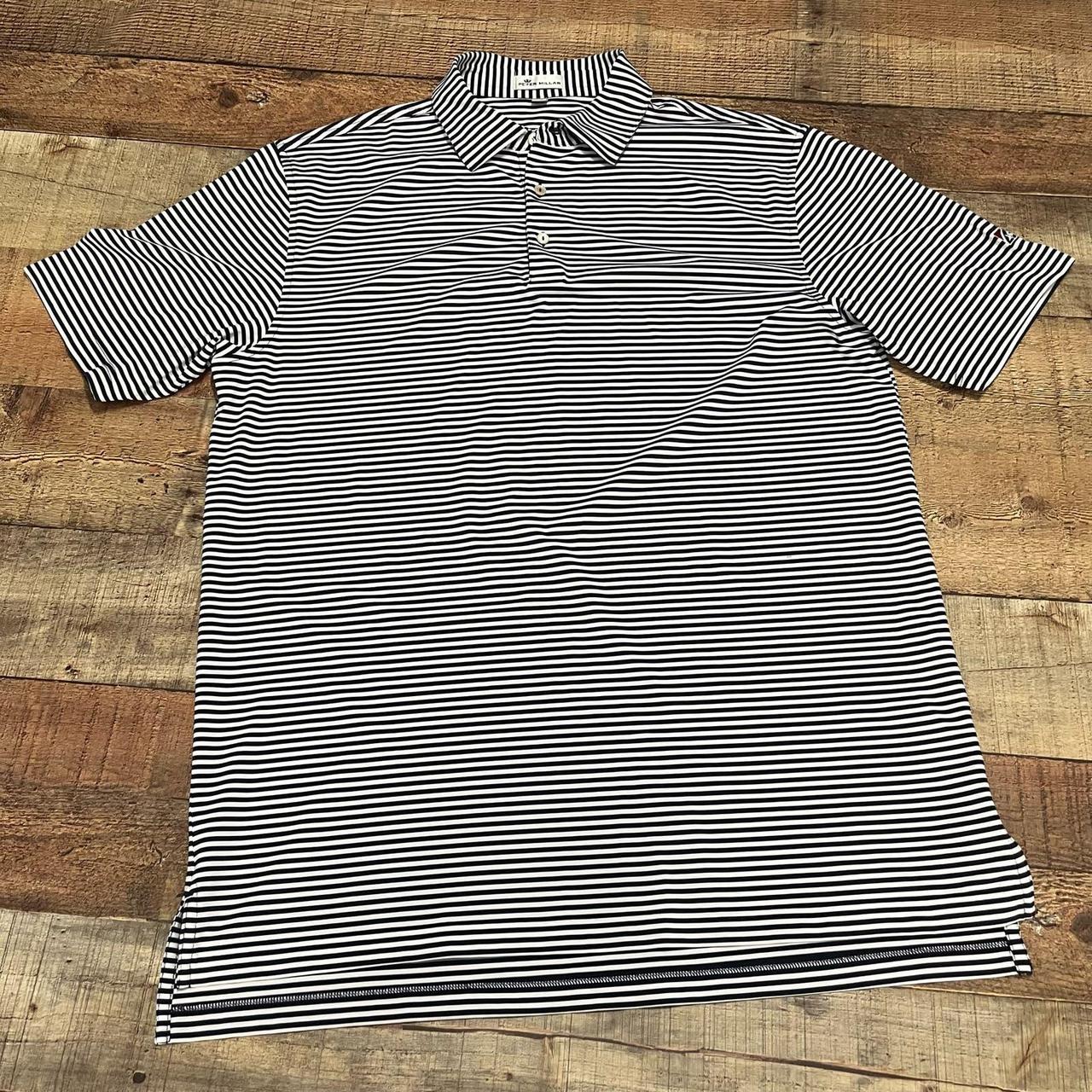 Peter Millar | LOGO Men's Navy Blue White Stripe... - Depop