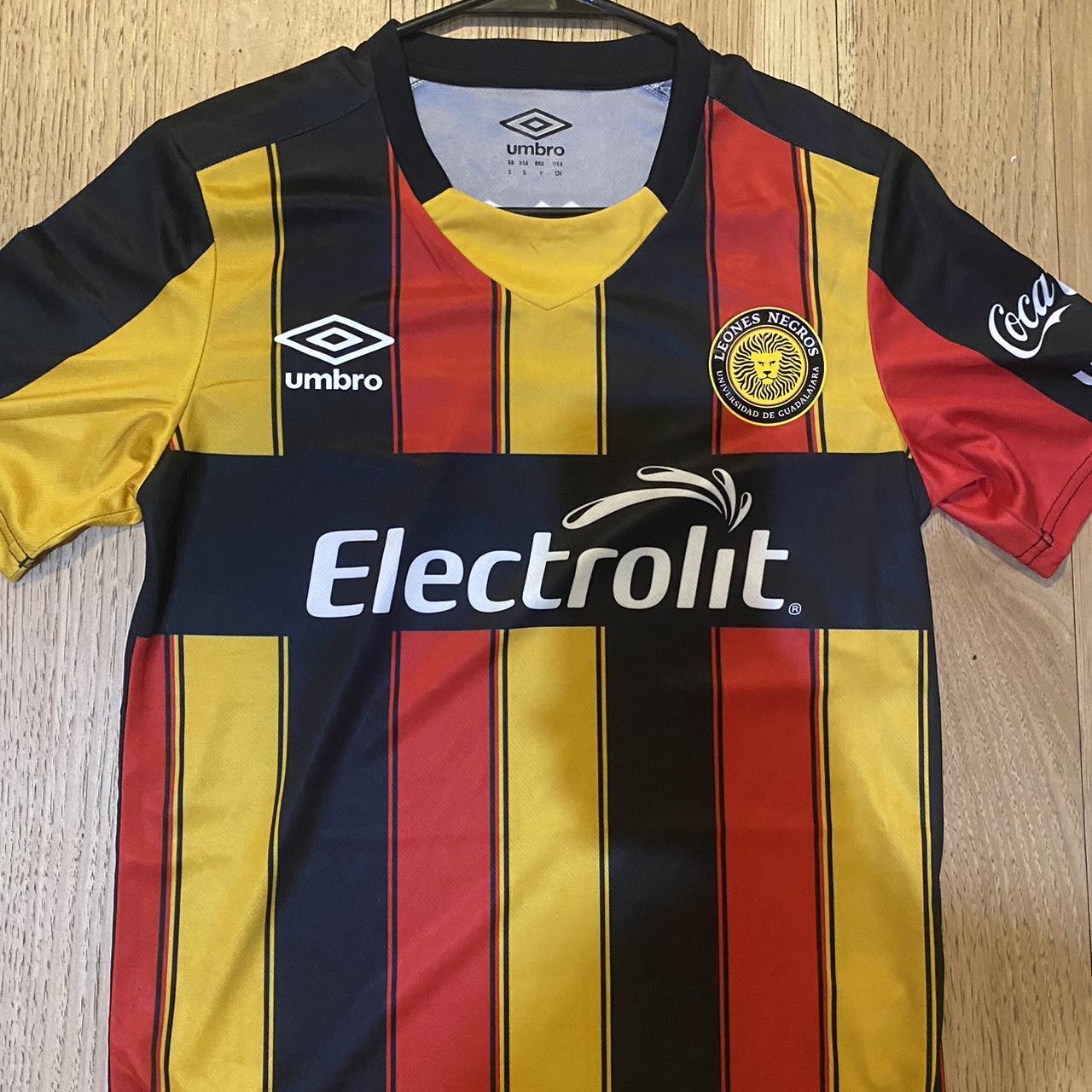 Umbro Men's Yellow and Red Shirt | Depop