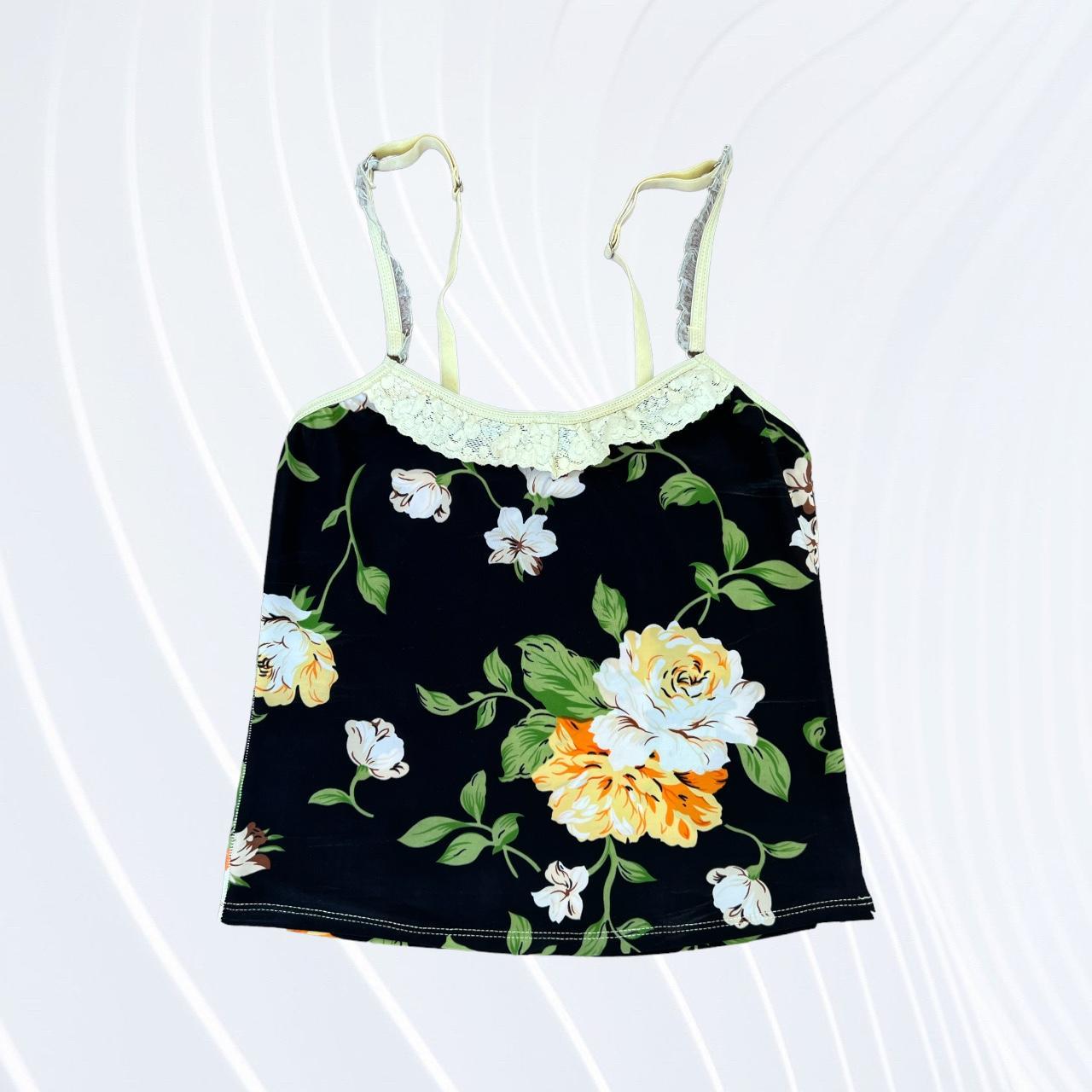 Cute cami top with yellow lace detail. Black and... - Depop