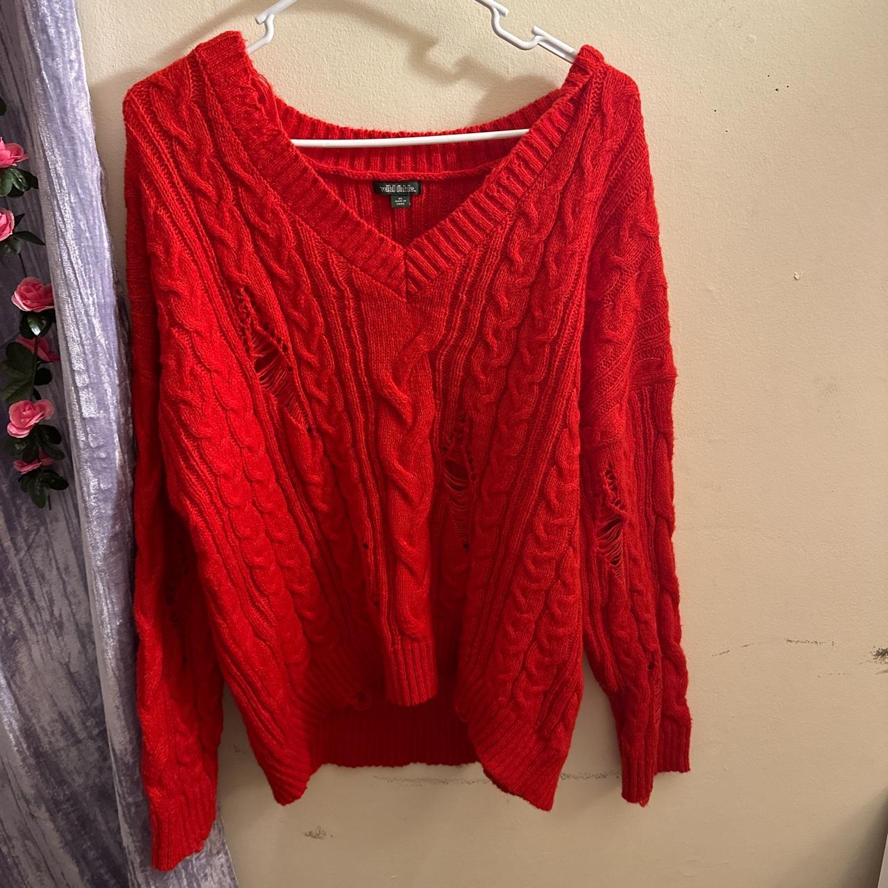 XL red distressed sweater ♡ NEW never worn ♡... - Depop