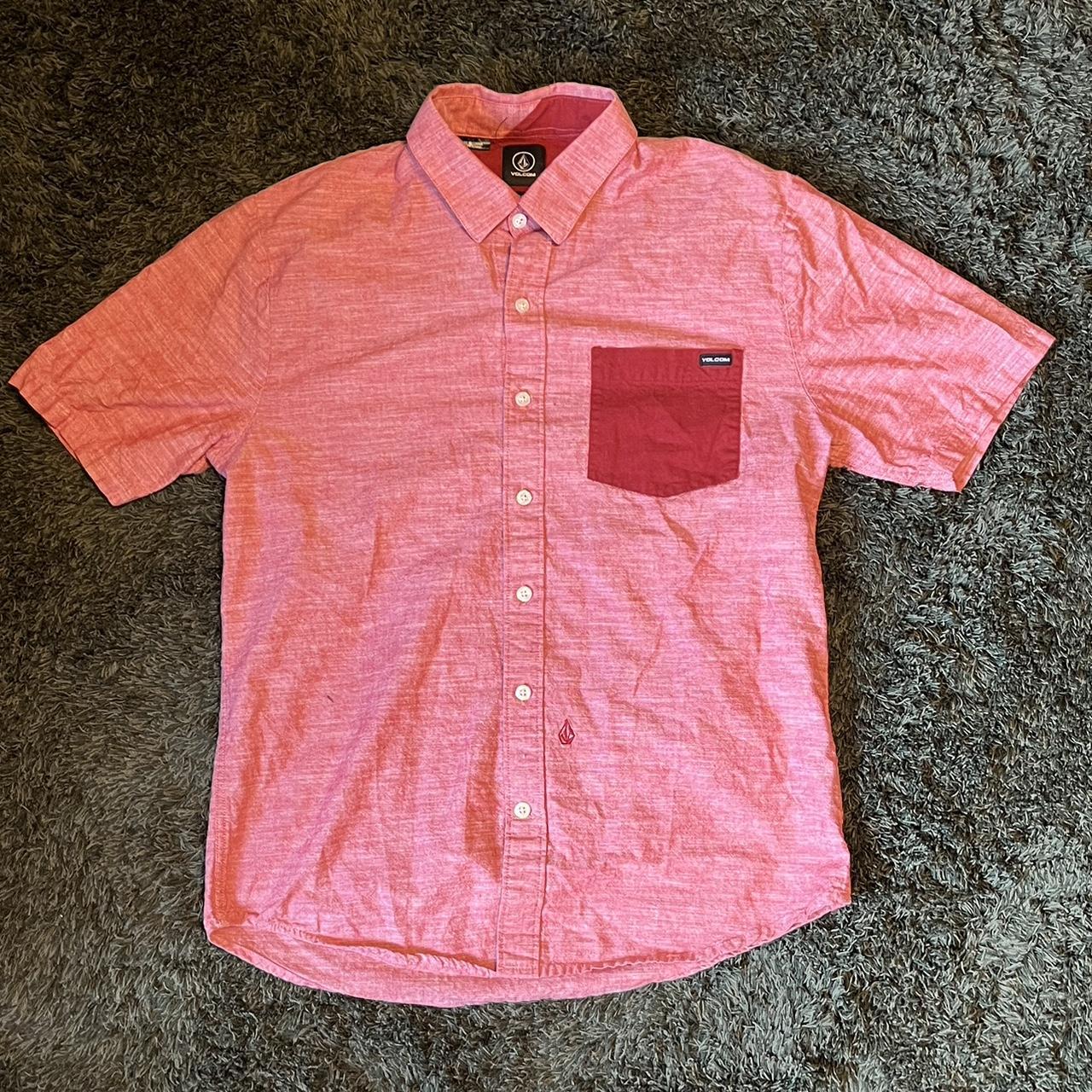 Volcom Men's Pink and Red Shirt | Depop