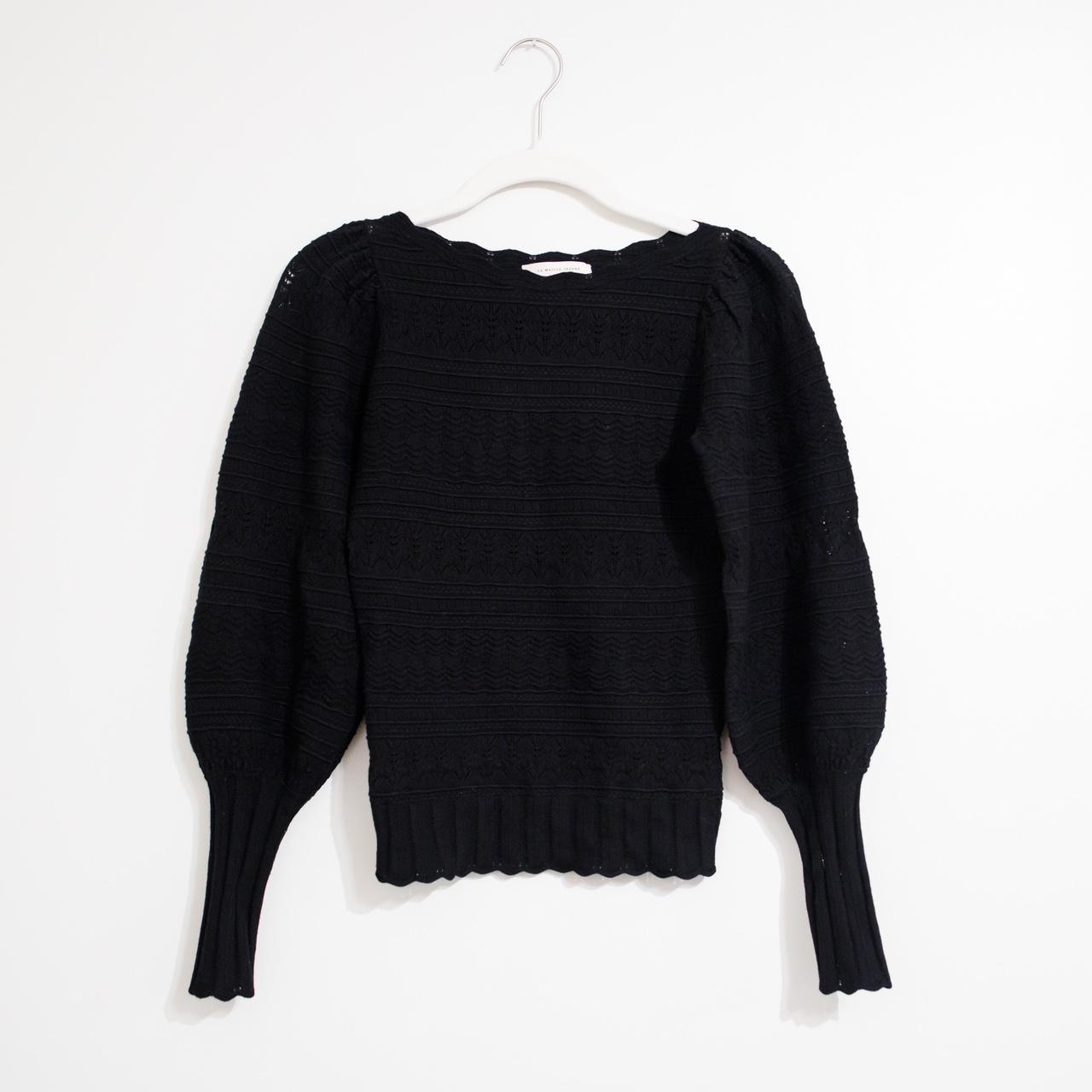 NEW Sézane Roma Jumper Open Knit Sweater Black Size... - Depop