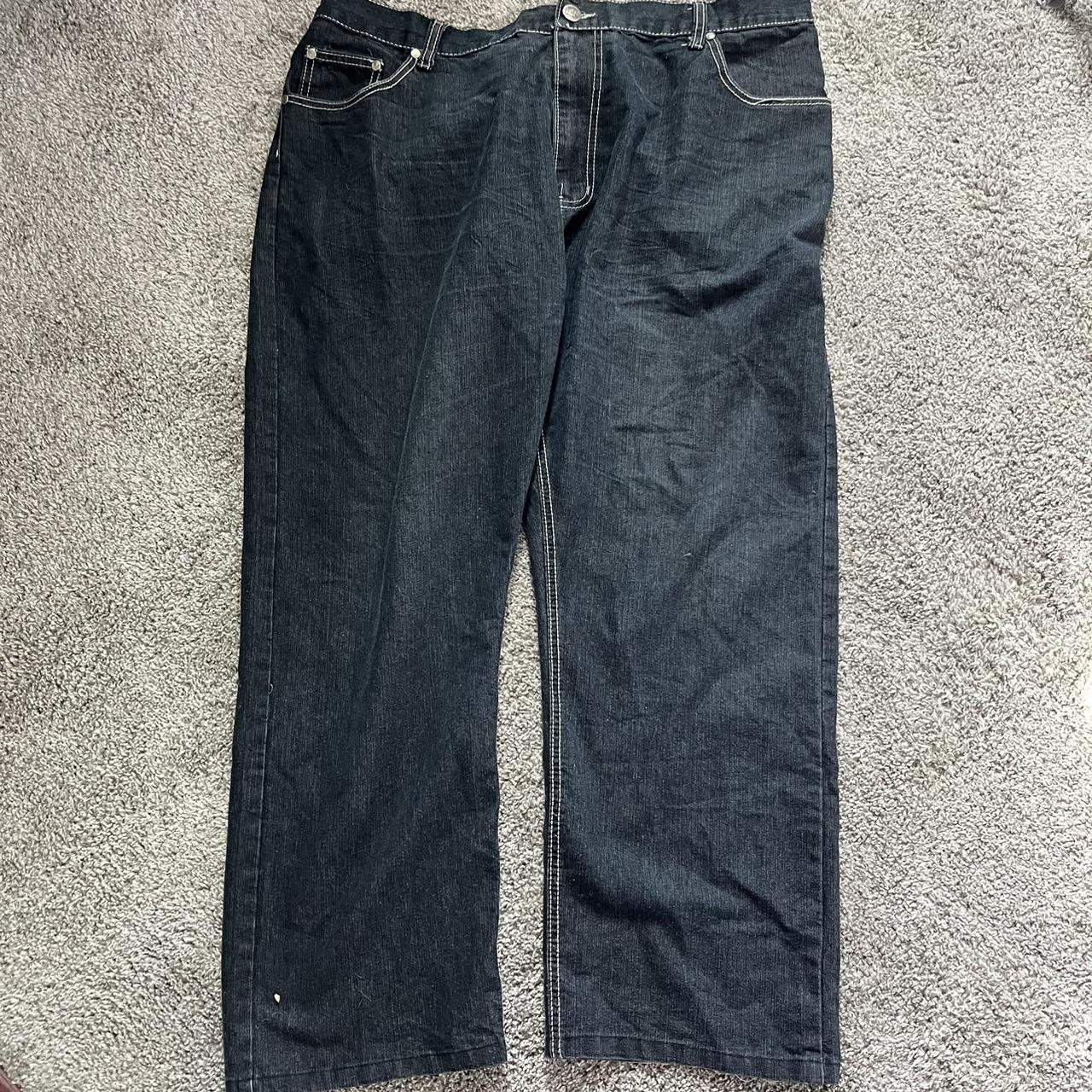 Insane ultra baggy pair of embroidered city ink... - Depop