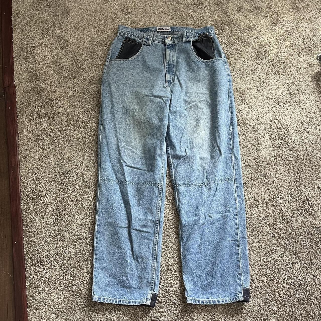 Insane pair of vintage badge jeans, really nice... - Depop