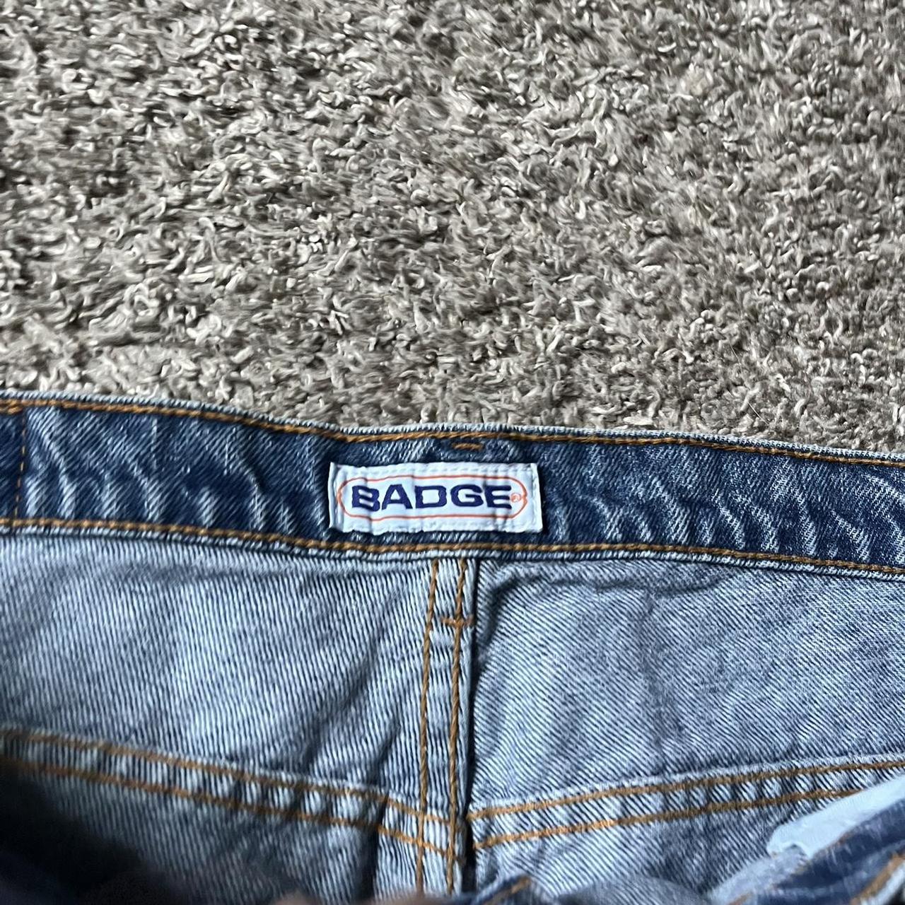 Insanely baggy pair of vintage badge jeans, dm me... - Depop