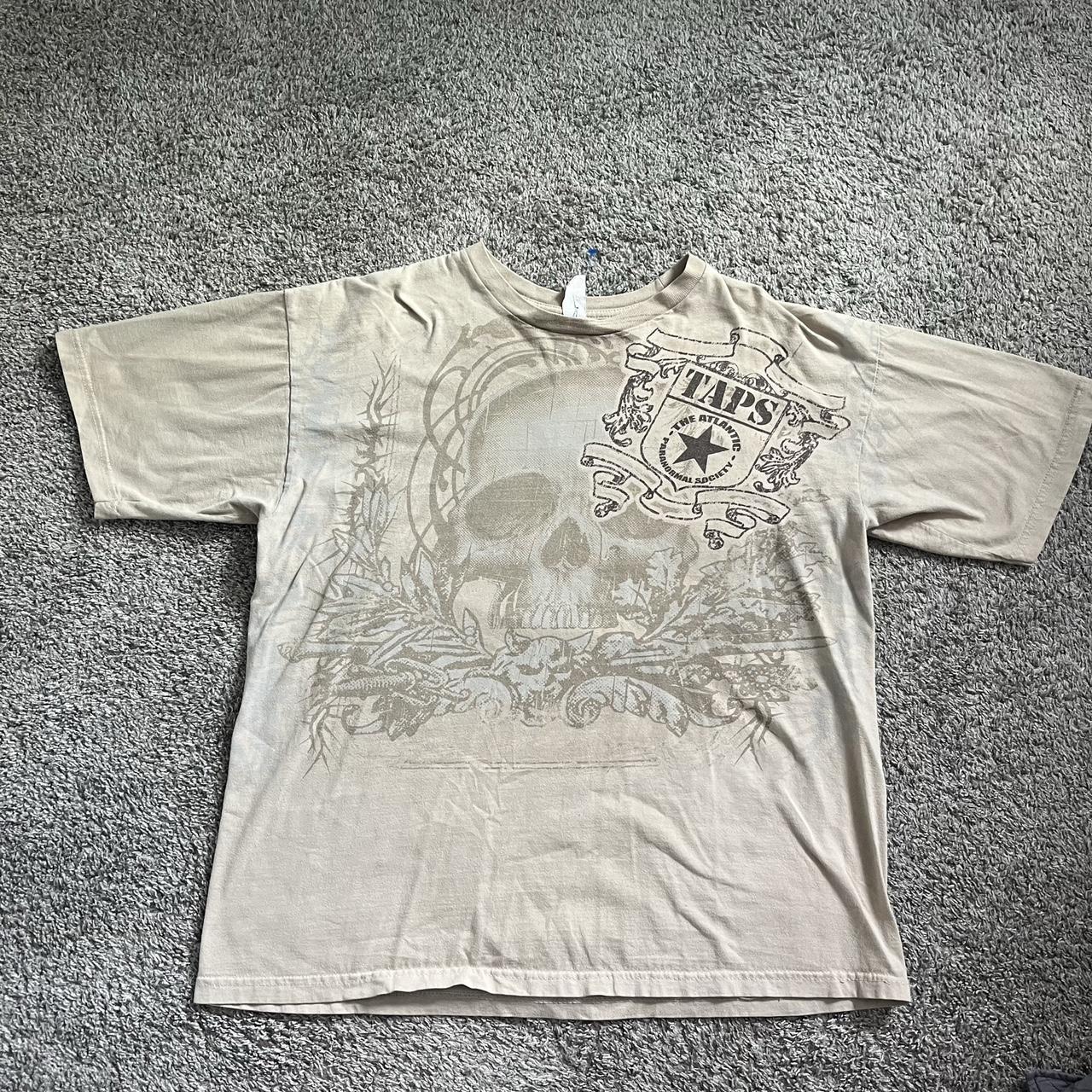Super sick y2k tan skull tee, dm me with any... - Depop