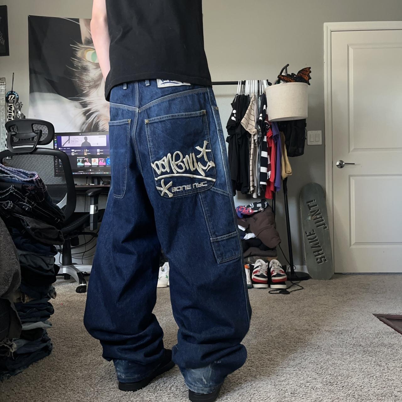 Insane pair of jnco style bone nyc jeans, dm me with... - Depop