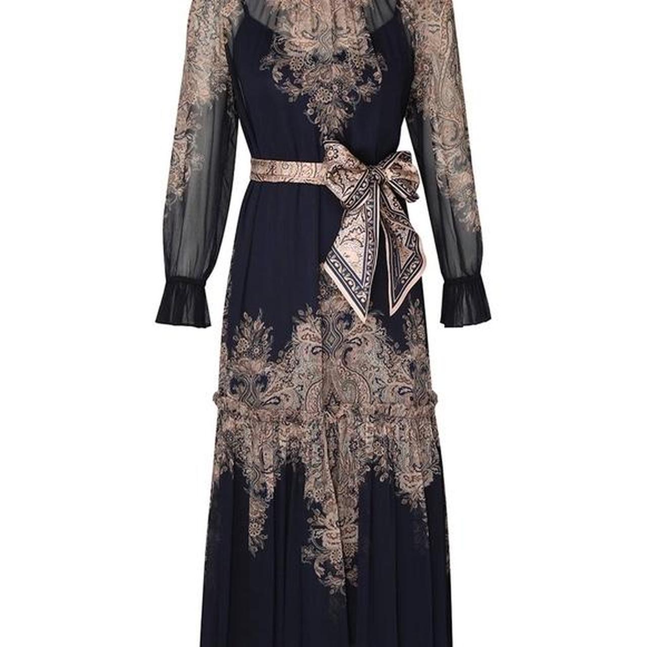 Zimmerman Natura Tubular Midi in Navy Paisley - Depop