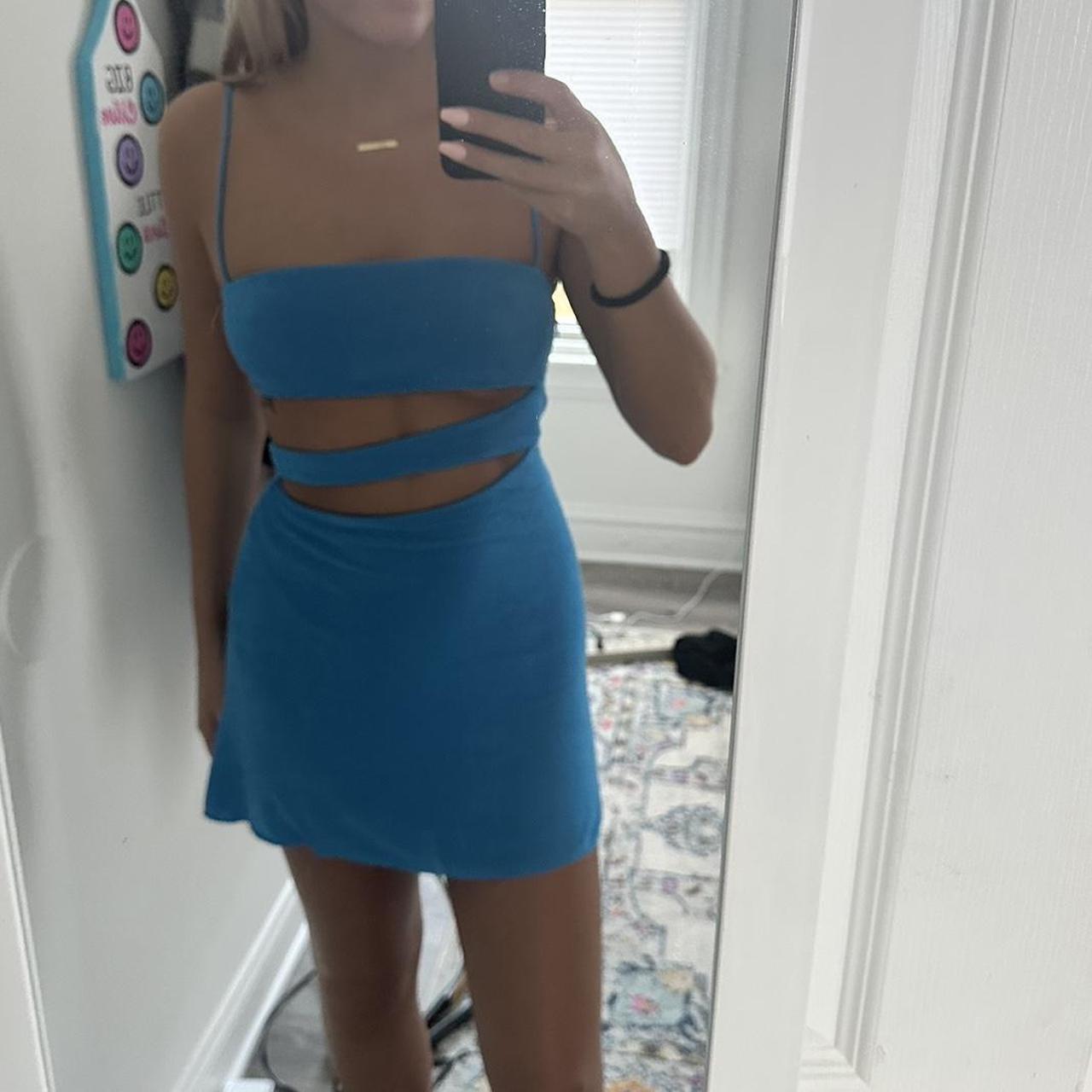 NWT Oh Polly Cut Out Dress in Blue - Depop