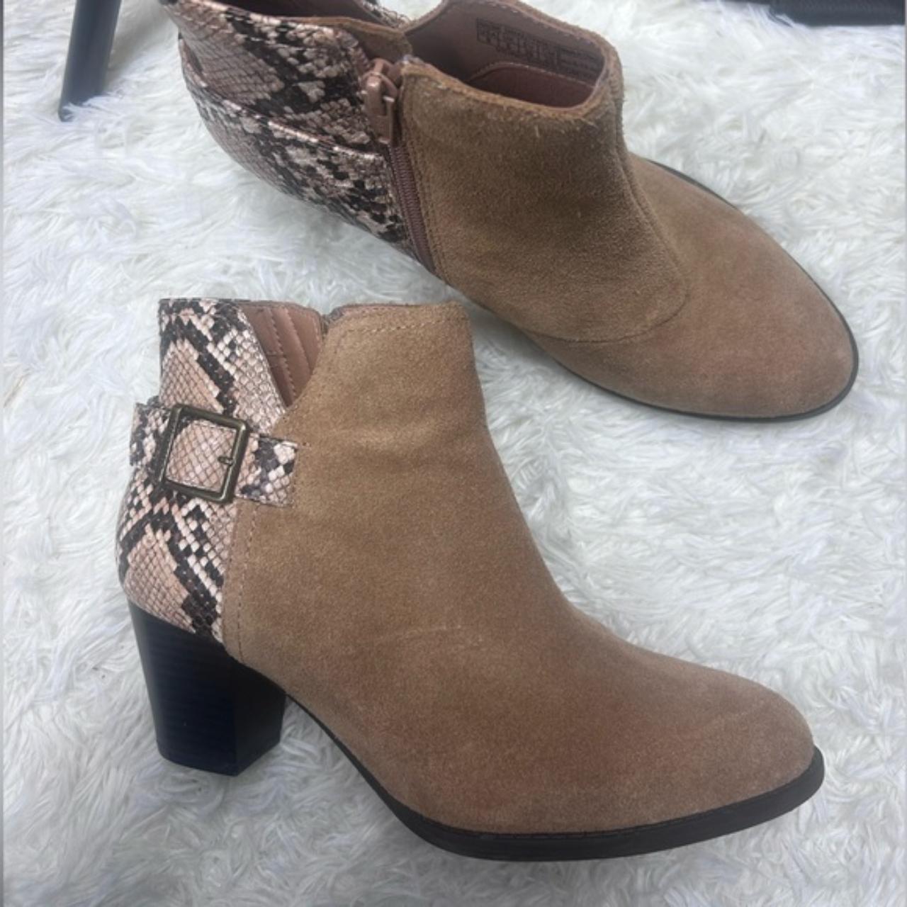 Vionic Naomi Snake Embossed Suede Bootie sz 8 in... - Depop