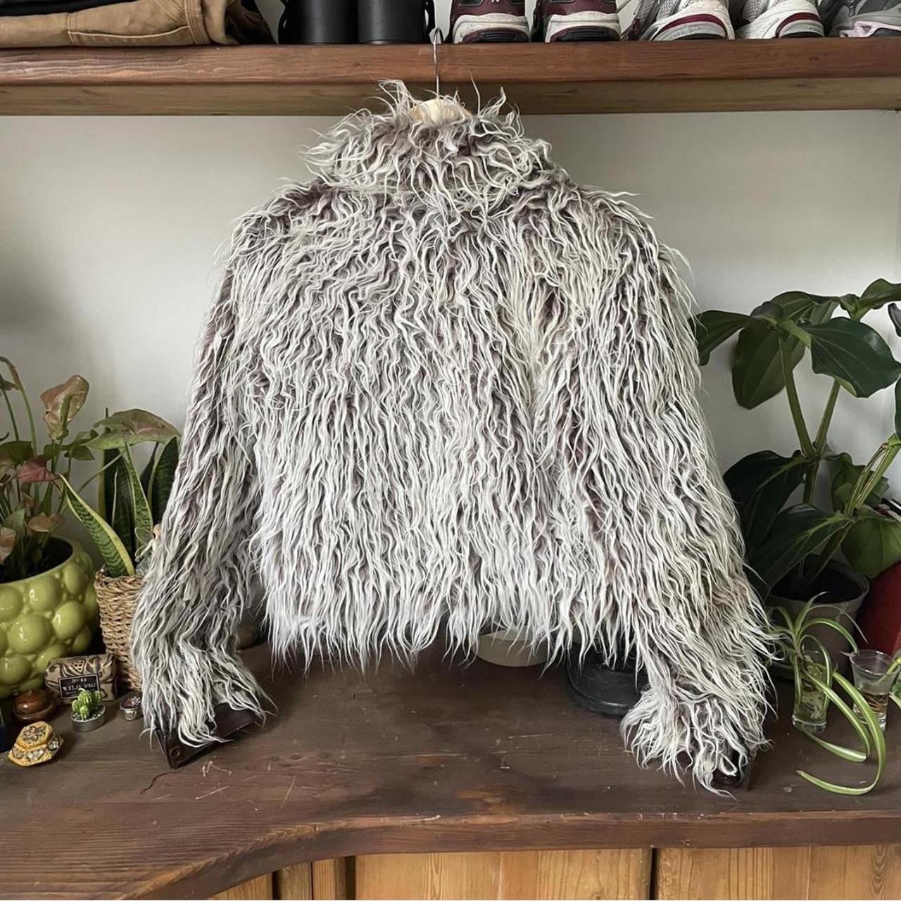 Yeti fur jacket with a silky lining and leather... - Depop