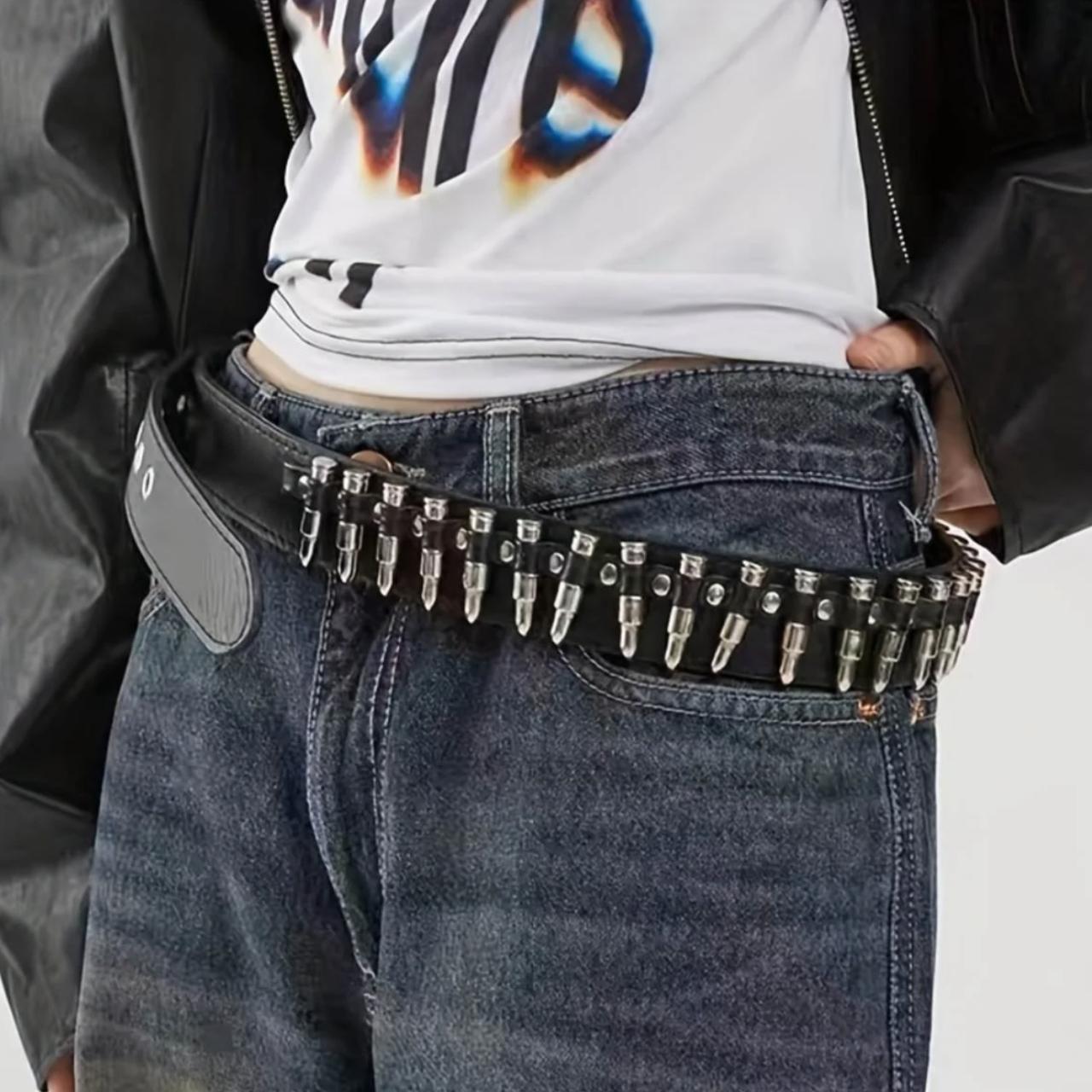 Bullet Studded Punk Belt – Black Faux Leather. 114... | Depop