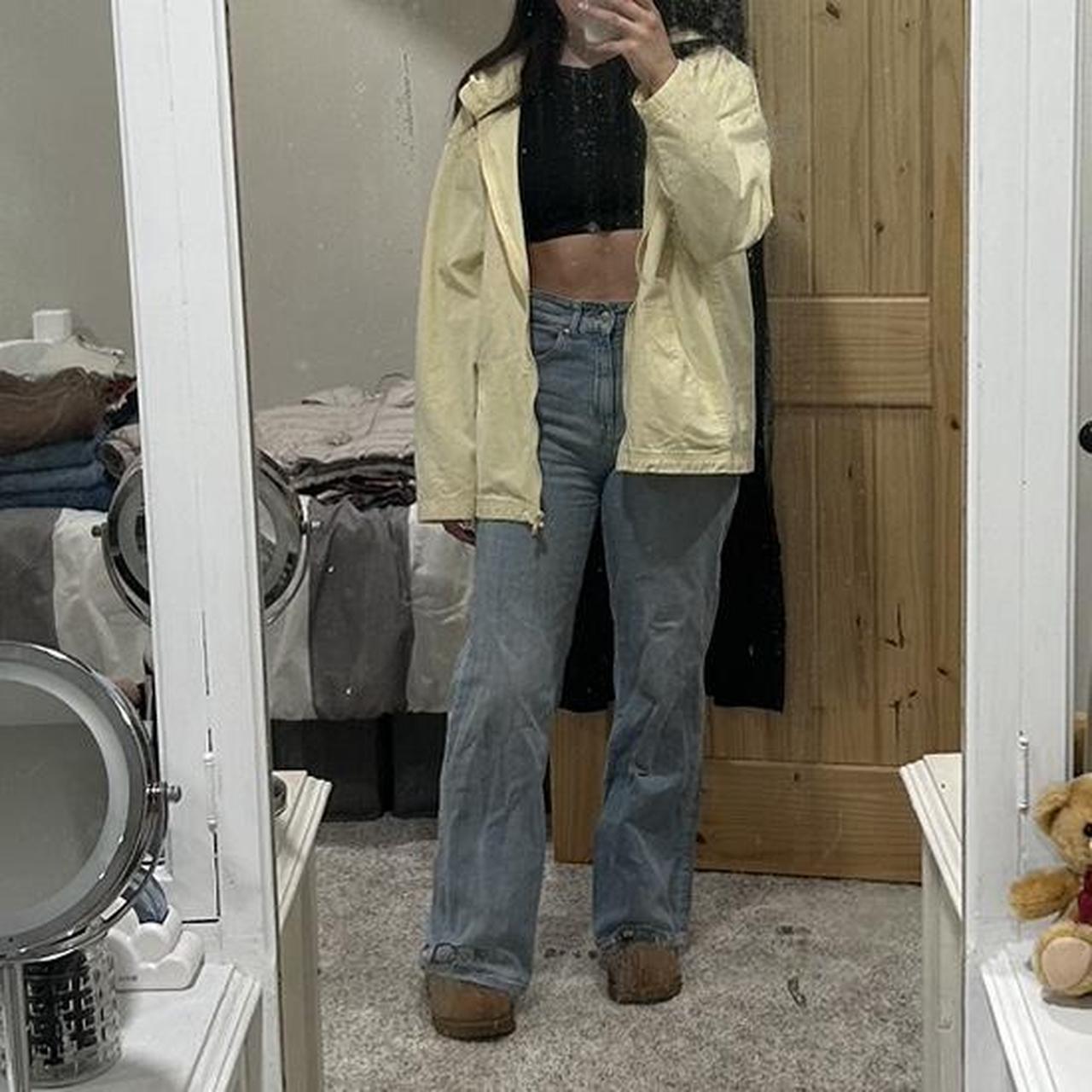 pastel yellow rain jacket super super cute size... - Depop