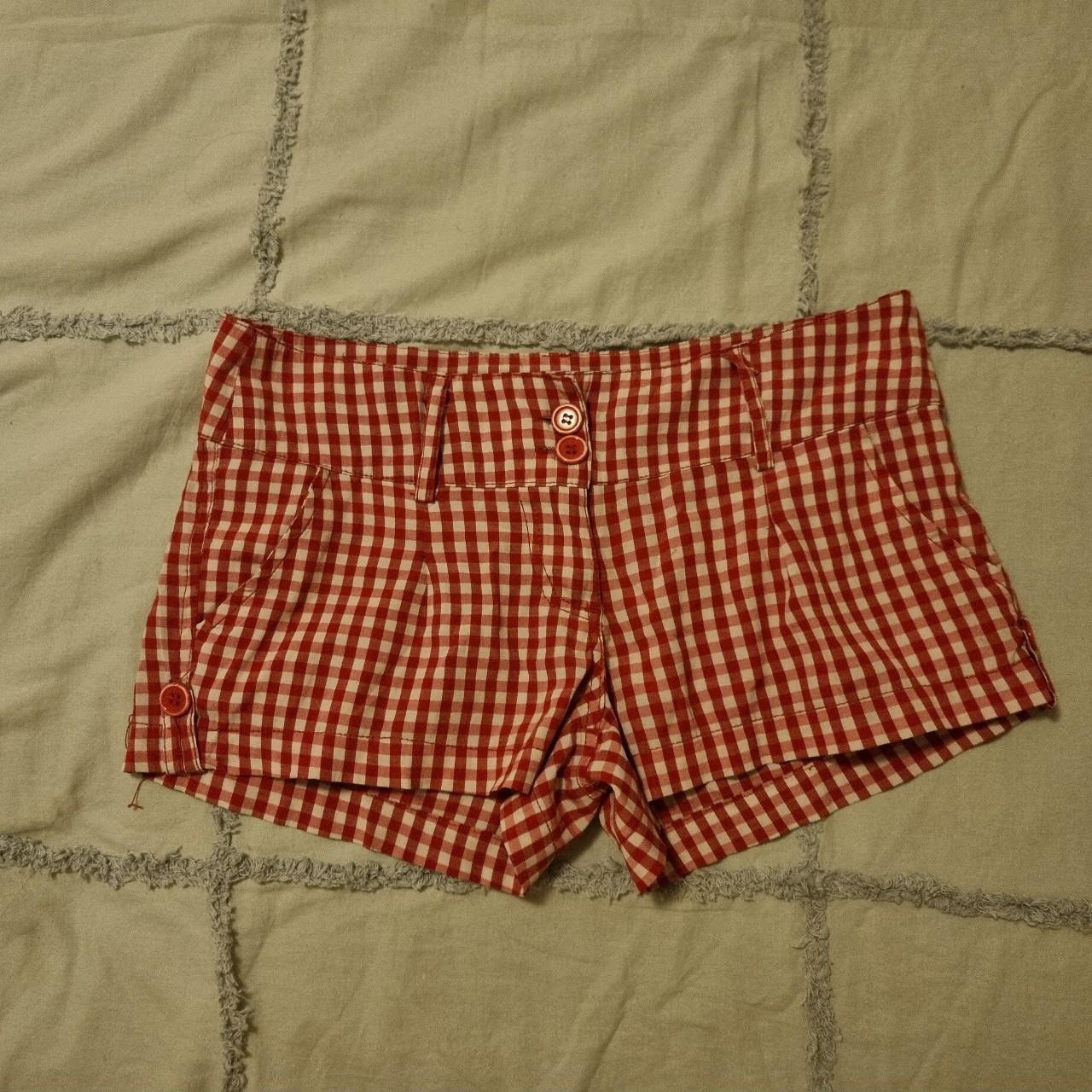Britney red & white checkered shorts. Size 6. - Depop