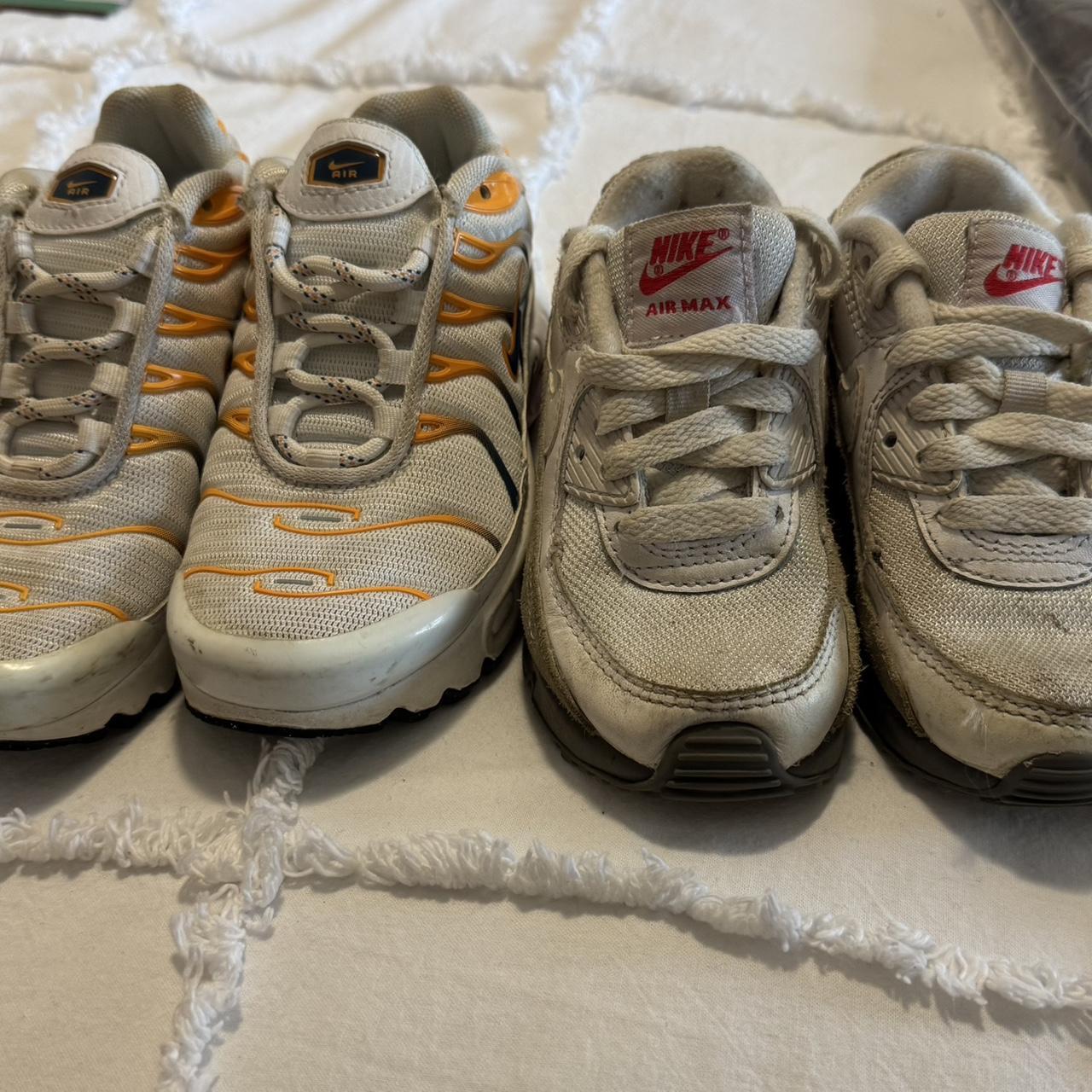 Kids nike tn’s and Air max’s Tns are yellow and... - Depop