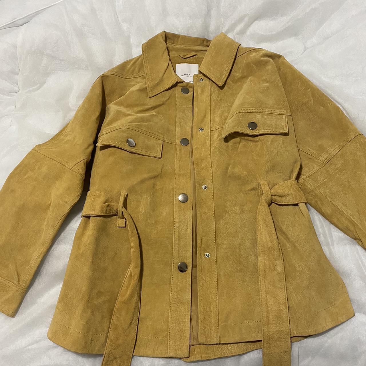 Beautiful mango mustard suede leather jacket Size... - Depop
