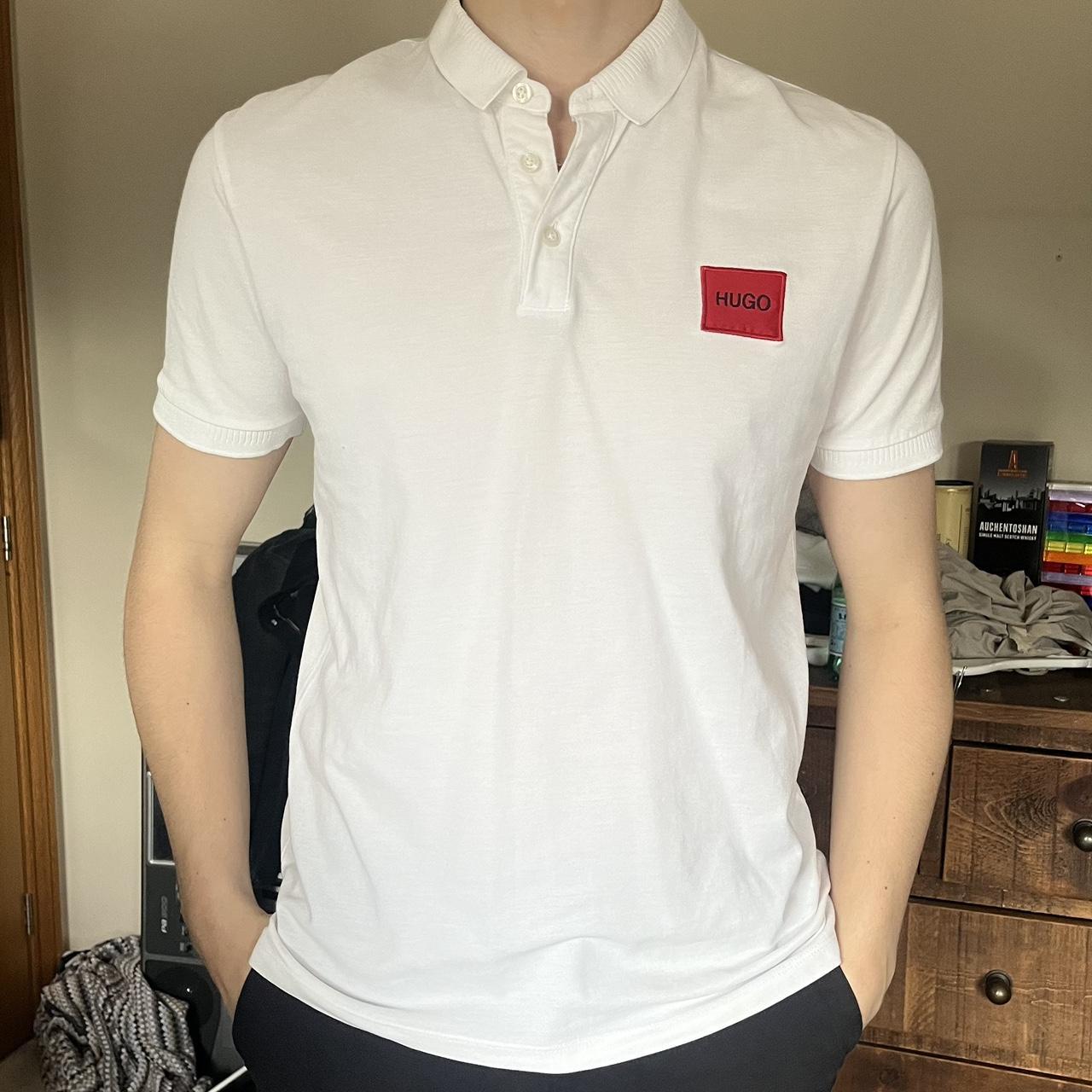 White Hugo boss polo shirt Slim fit OPEN TO... - Depop